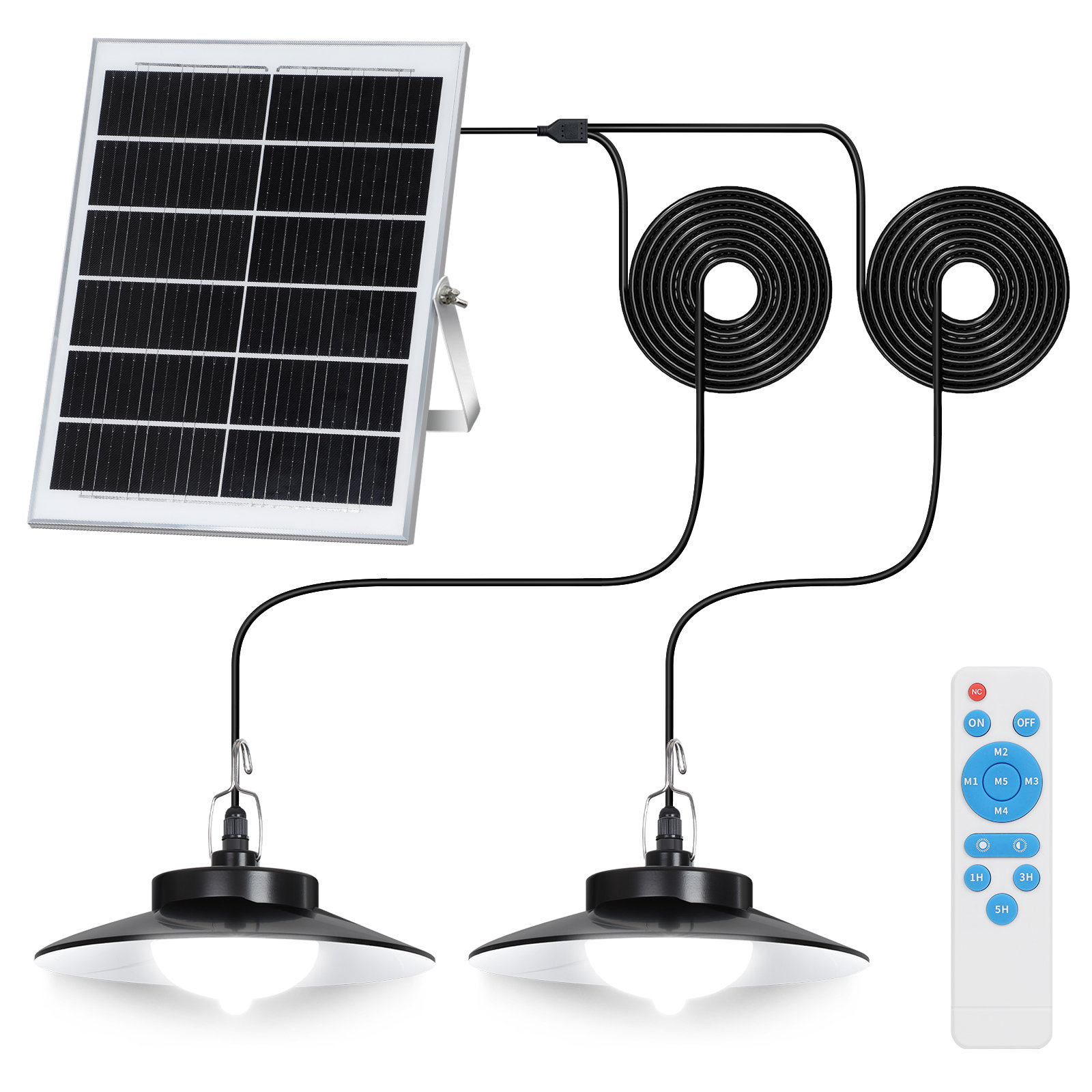 Arlmont & Co. 2-light Outdoor Solar Pendant Lights Dimmable Solar Shed ...