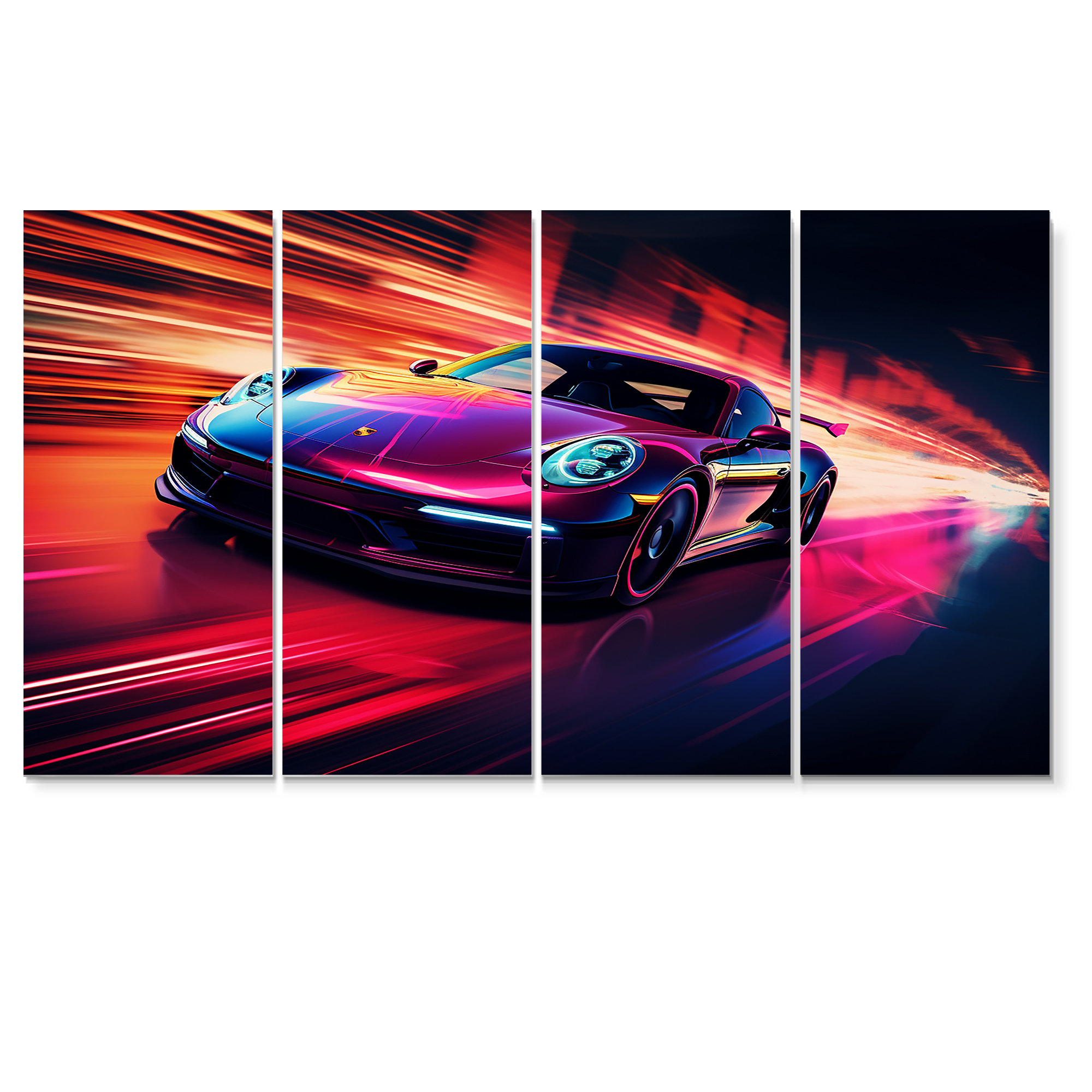 Ebern Designs Futuristic Fuchsia High Speed Porsche - Car Exotic Wall ...