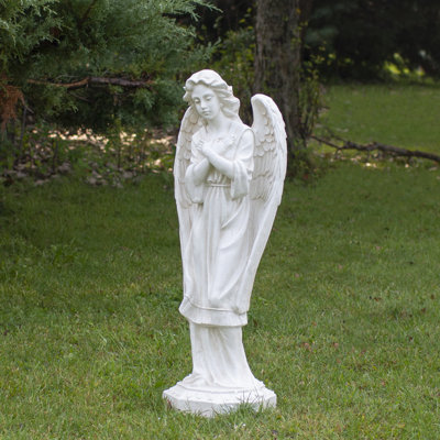 Northlight 30" Ivory Angel with Arms Folded Outdoor Garden Statue ...