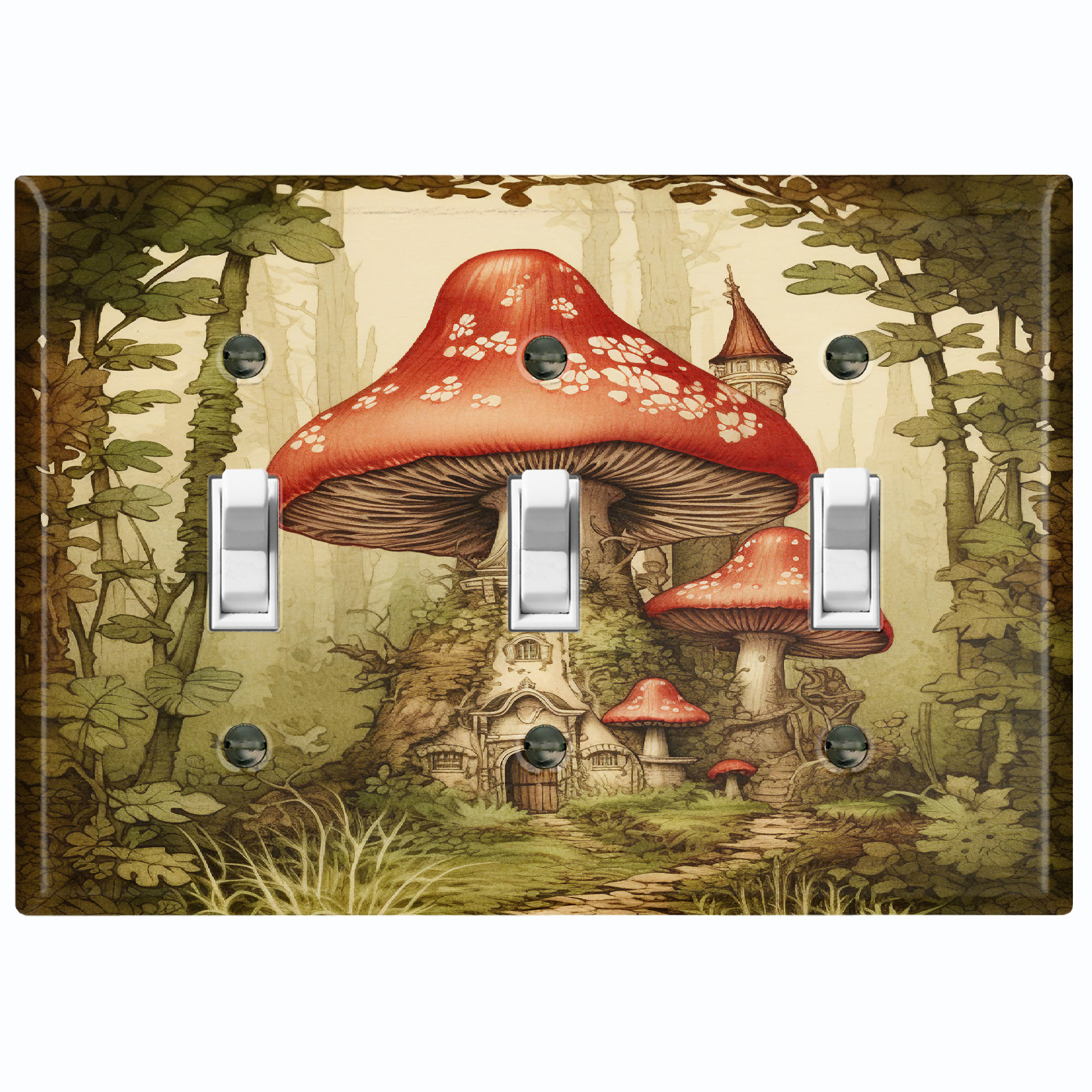 WorldAcc Nature Themed 3 - Gang Toggle Light Switch Standard Wall Plate ...
