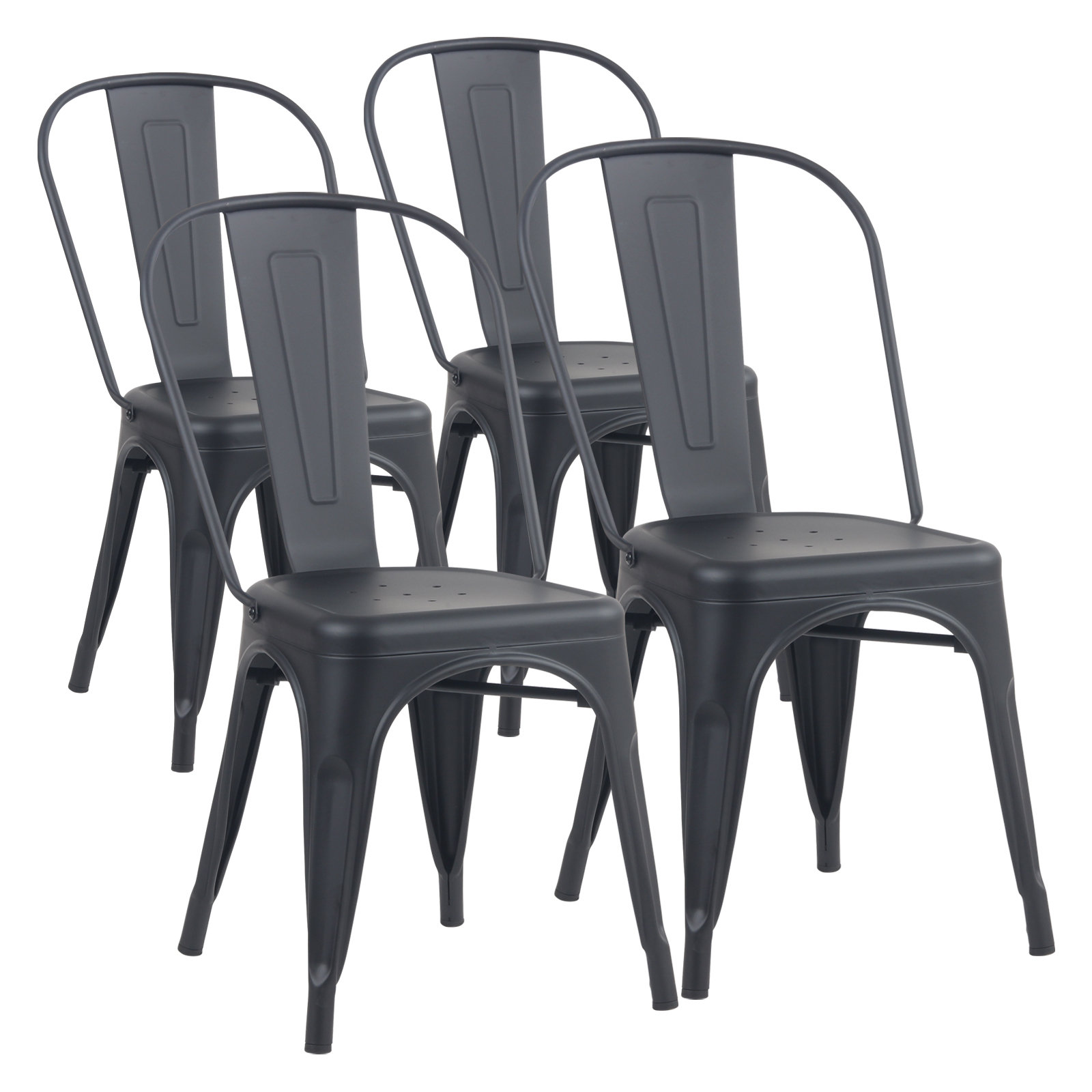 Williston Forge Metal Stackable Side Chair, Armless Dining Chair ...