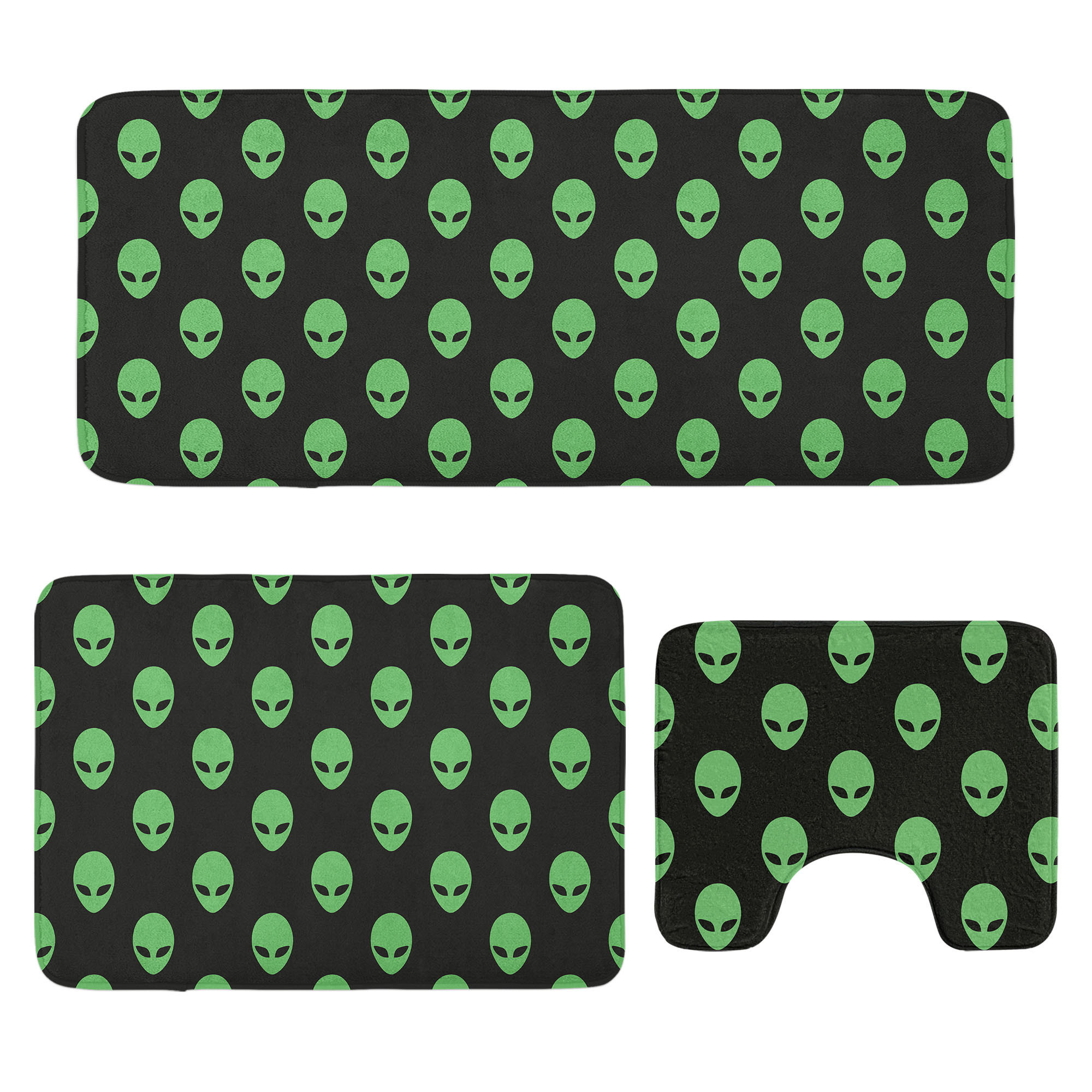 Ivy Bronx Alien Bathroom Rug Set 3 Pieces U-Shape & Rectangle Mats Fern ...