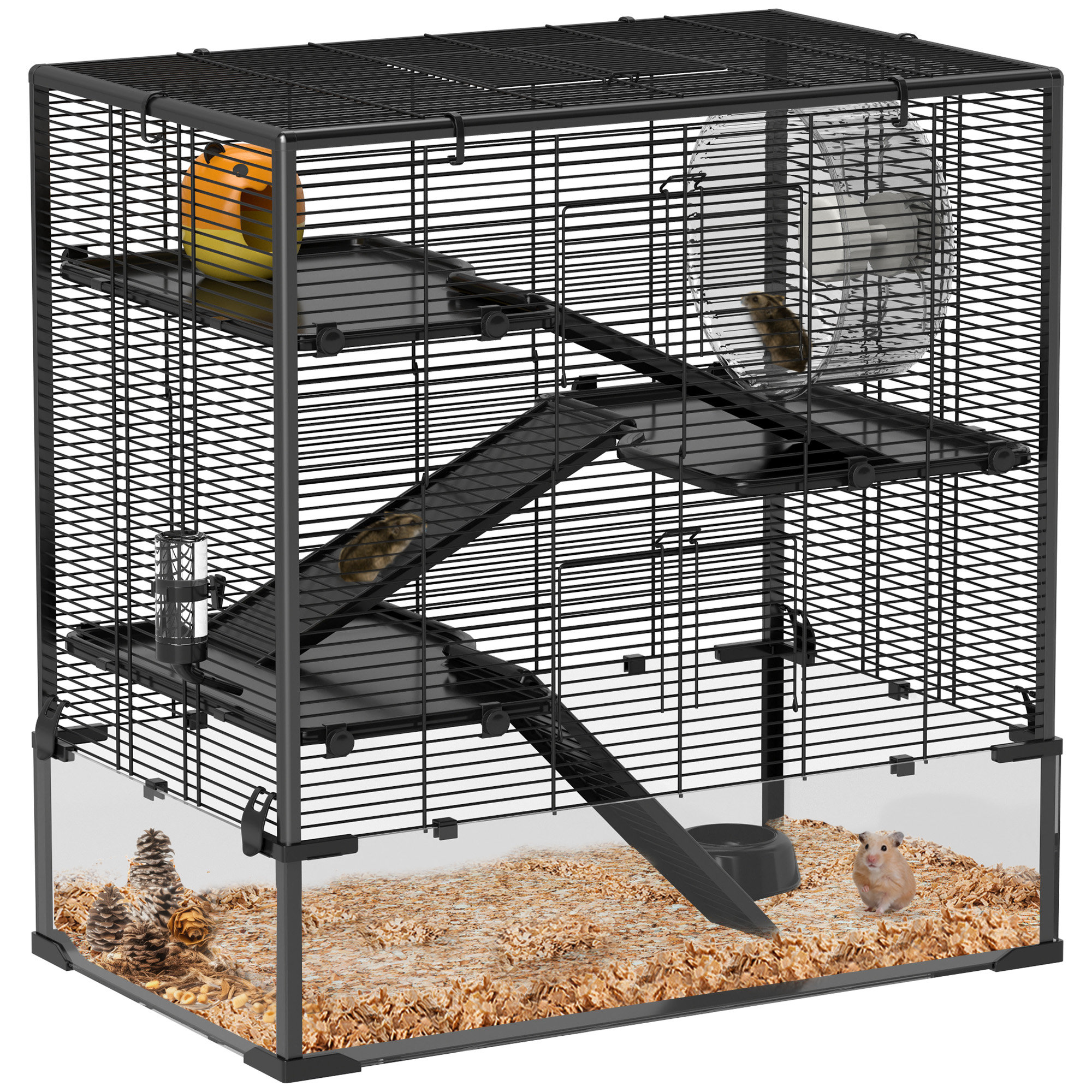 Tucker Murphy Pet™ Deep Glass Bottom Hamster Cage, 4 Tiers Hamster Tank ...