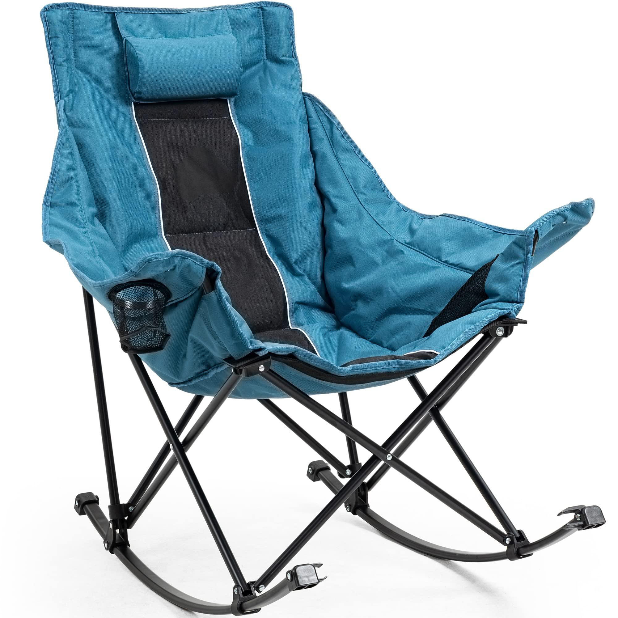 Rosecliff Heights Oversized Rocking Camping Chair, Fully Padded Patio ...