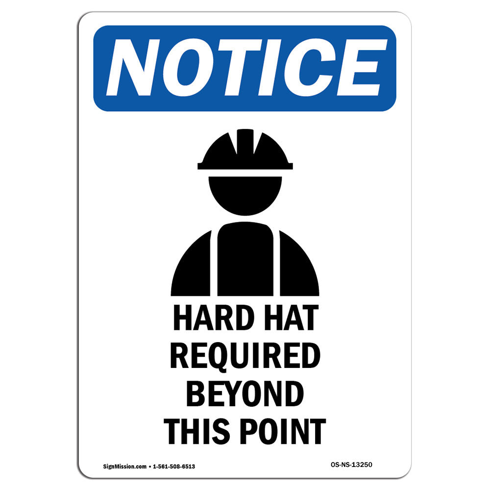 SignMission OSHA Notice - Hard Hat Required Sign With Symbol | Heavy ...