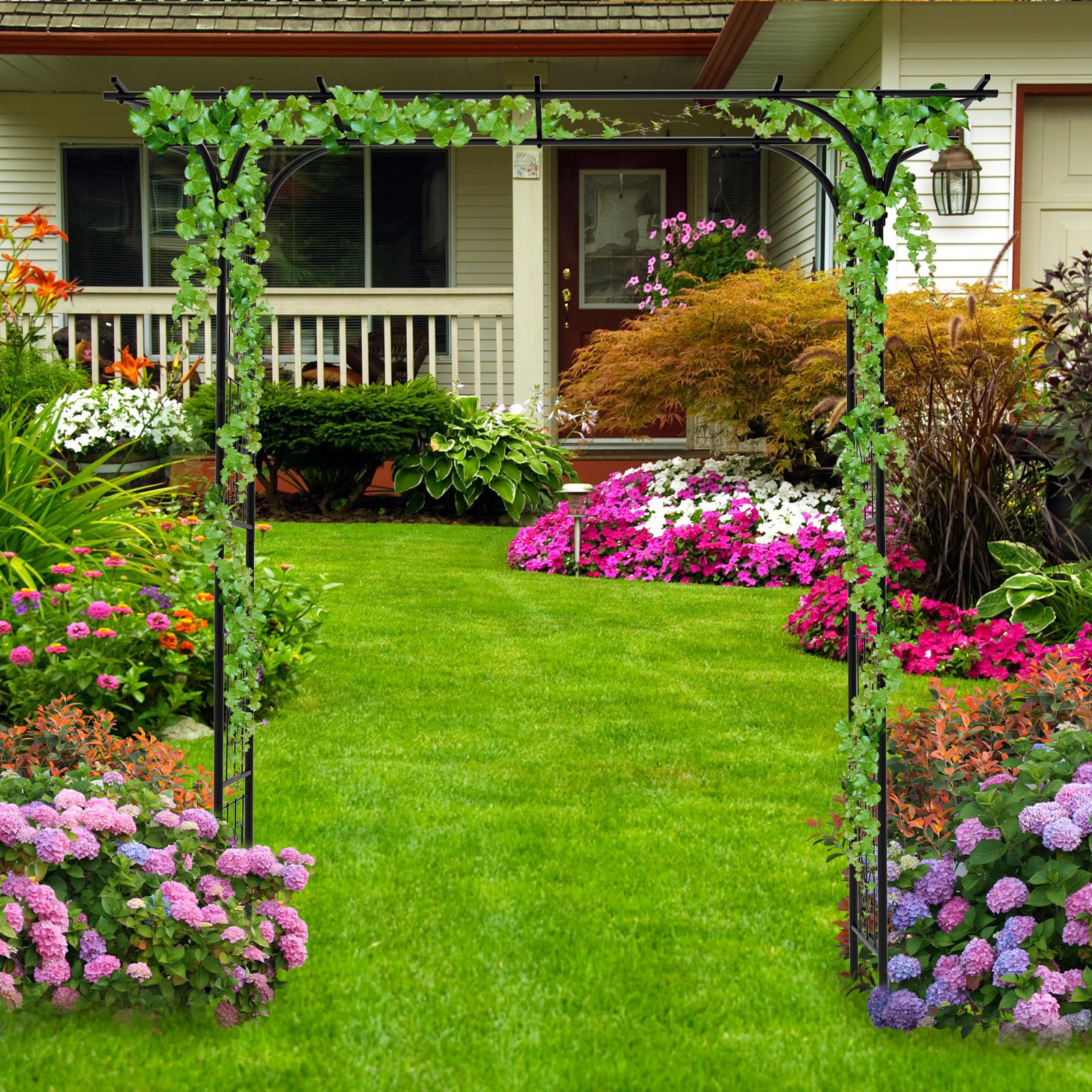 FODORL 7FT Garden Arch Arbour, Steel Frame Stand Trellis for Climbing ...