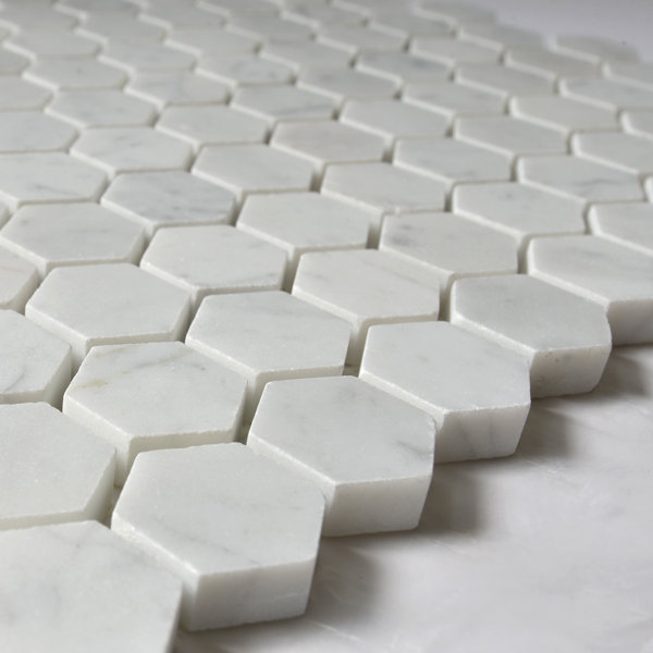 Matrix Stone USA Carrara Hexagon 1" x 1" Marble Mosaic Tile in White ...