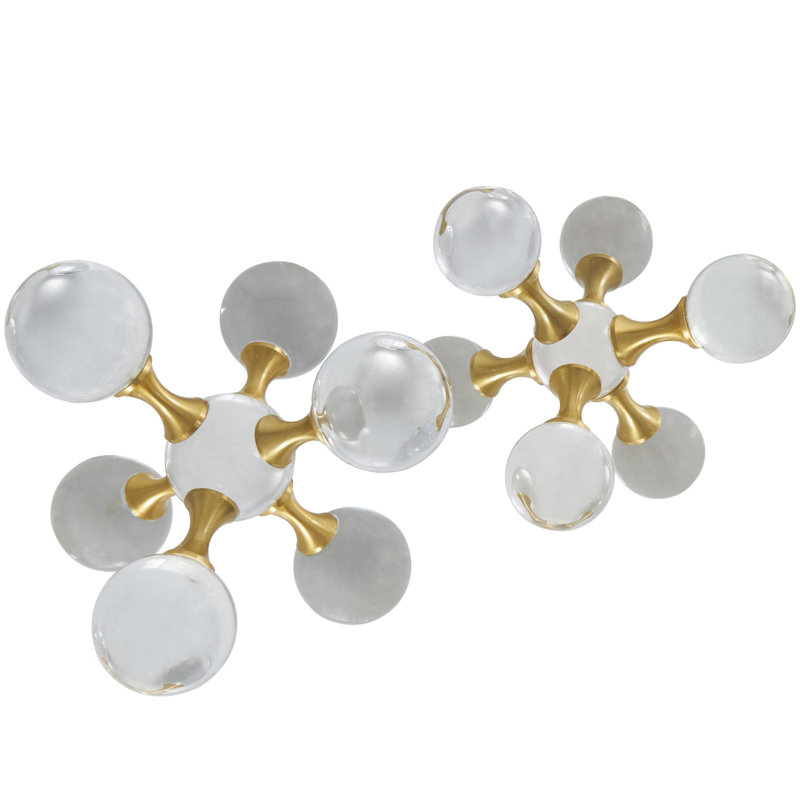 Mercer41 Crystal Orb Inspired Jack Decorative Clear Sculpture with Gold ...