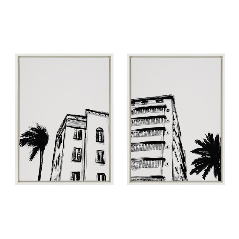 Beachcrest Home™ Frates Coastal Soft White Miami Wall Art Set | Wayfair