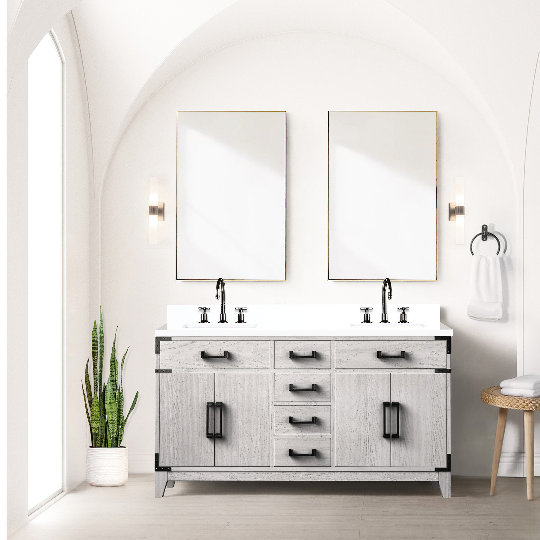 Red Barrel Studio® White Oak 60"x22" Double Bath Vanity - Cultured ...
