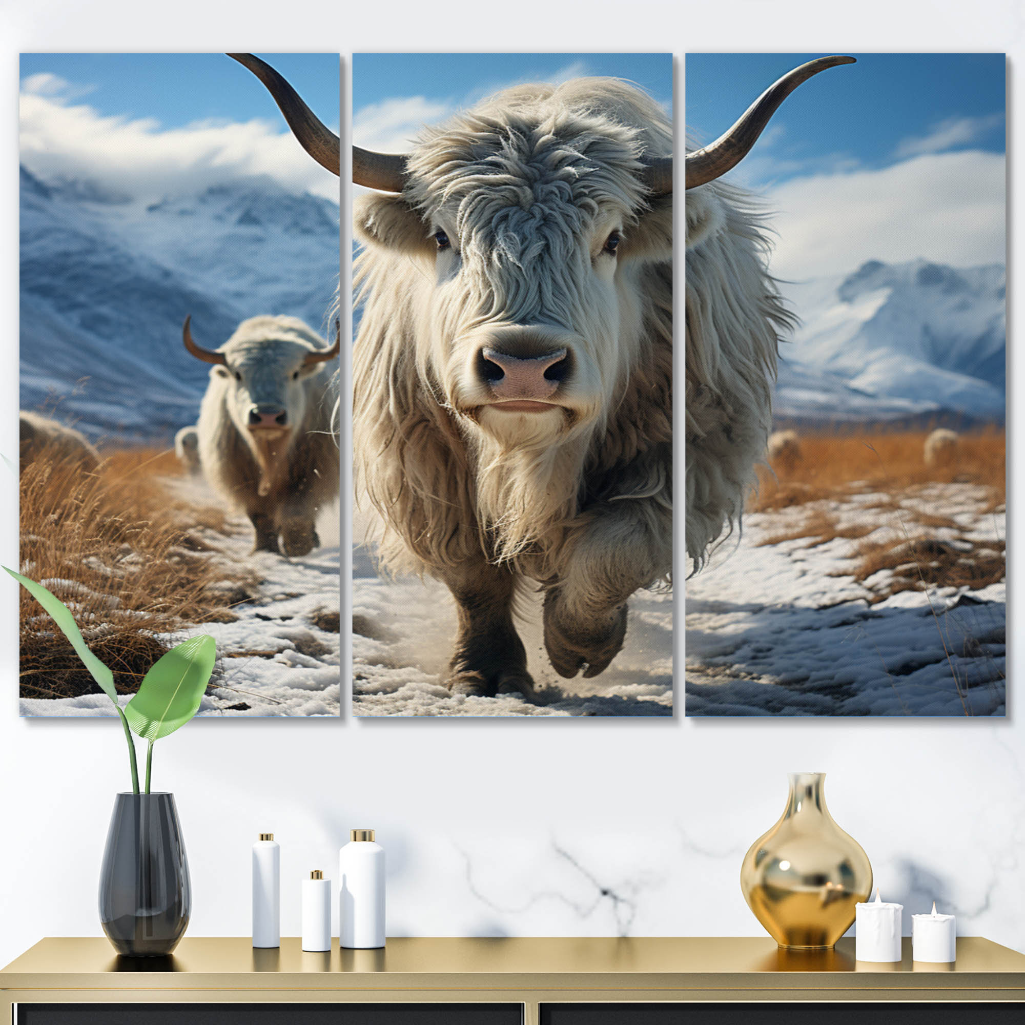 Union Rustic Yaks Majestic In Winter - Yaks Metal Wall Decor Set ...