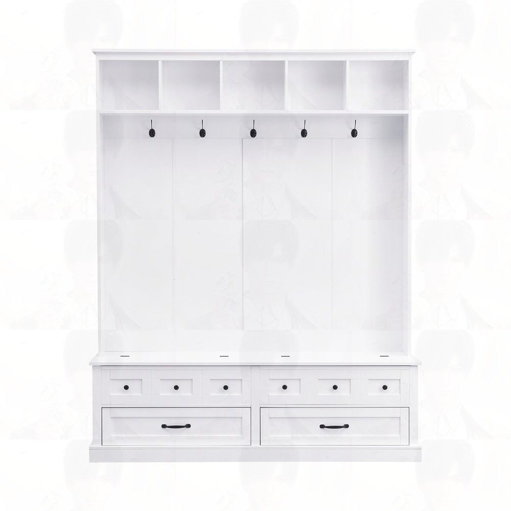 Lark Manor™ Retro Wooden 3-in-1 Coat Rack with Black Handles | Wayfair