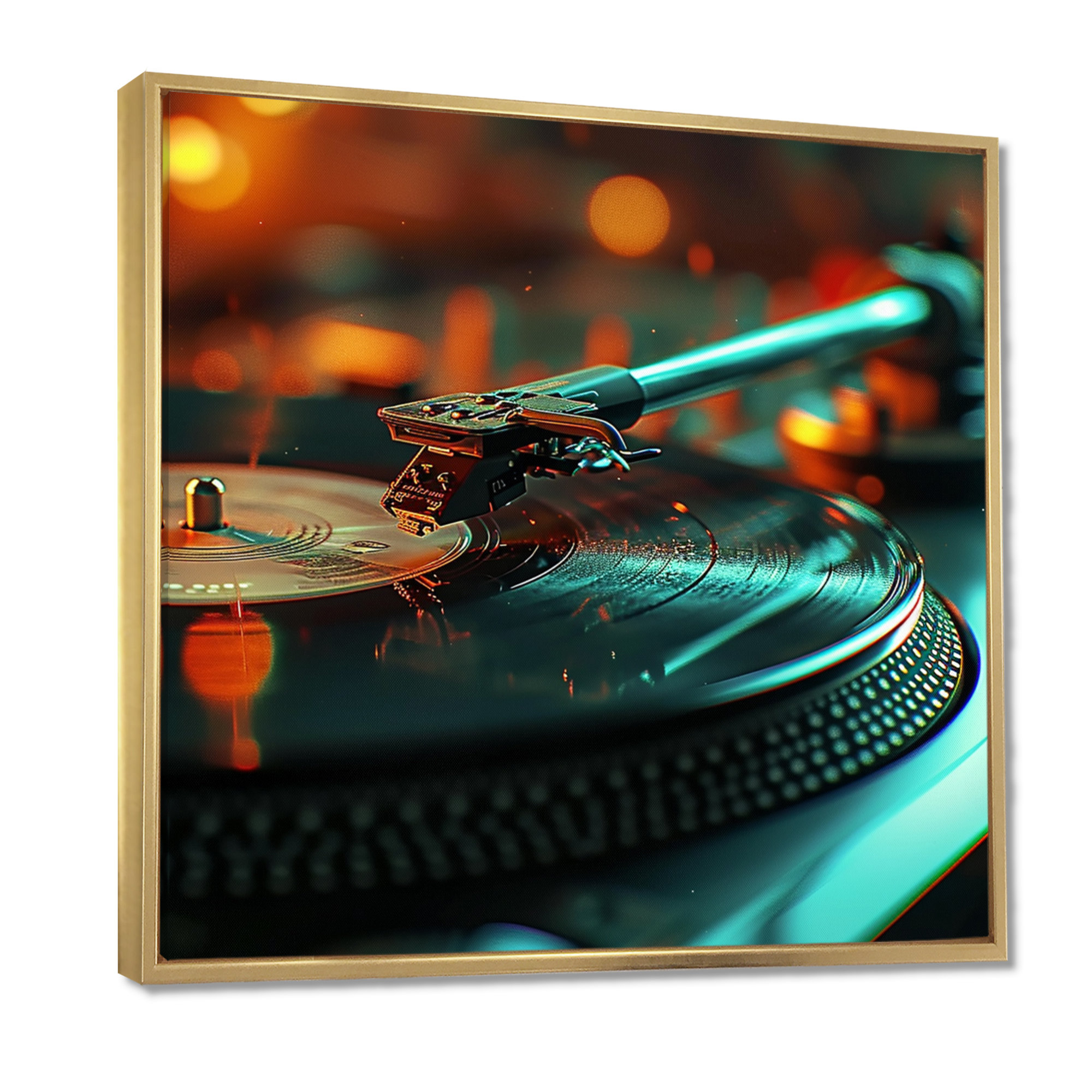 Winston Porter Blue Neon Light On The DJ Table - Turntables & Boom ...