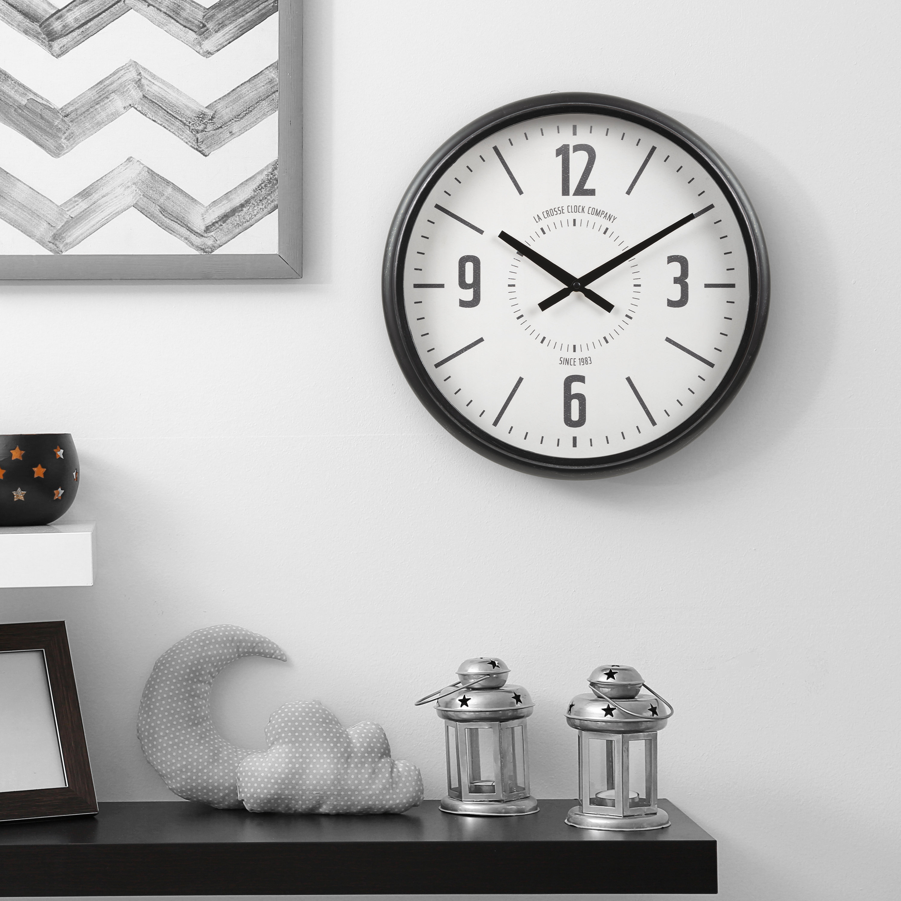 La Crosse Technology 16" Black Industrial Quartz Clock | Wayfair