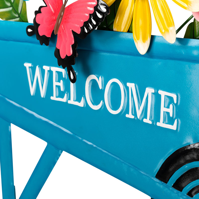 Rosalind Wheeler 30"H Metal Spring Garden Cart Garden Stake & Reviews ...