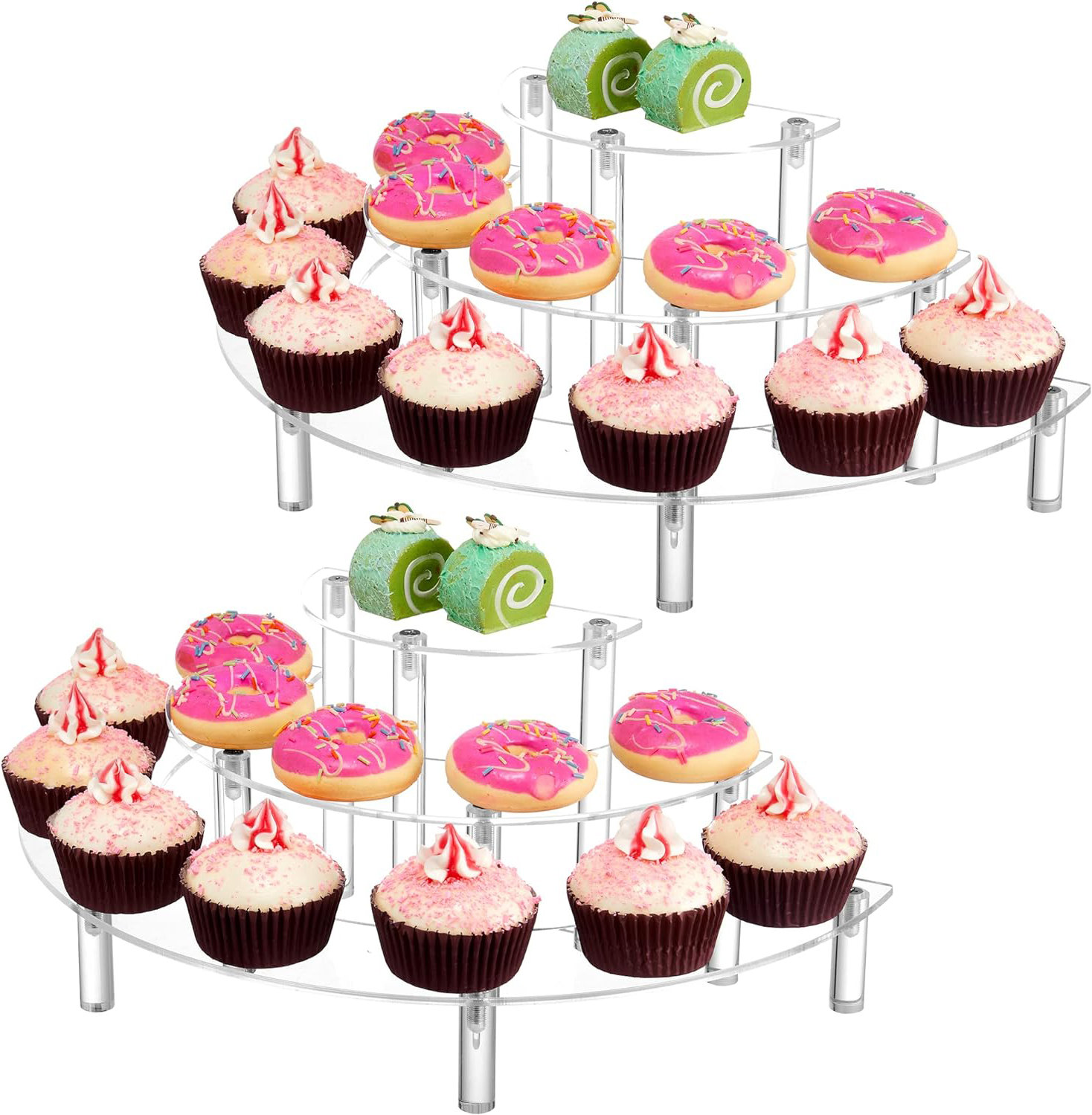 MODVAT 2 PACKS Acrylic Display Risers, 3 Tier Clear Cupcake Stand ...