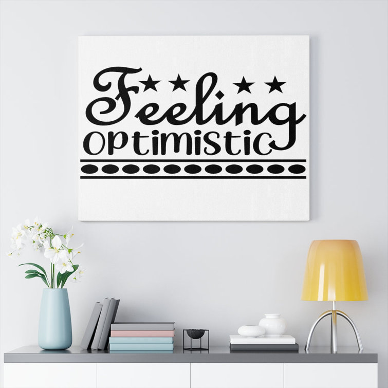 Blue Elephant Feeling Optimistic - Wrapped Canvas Typography | Wayfair ...