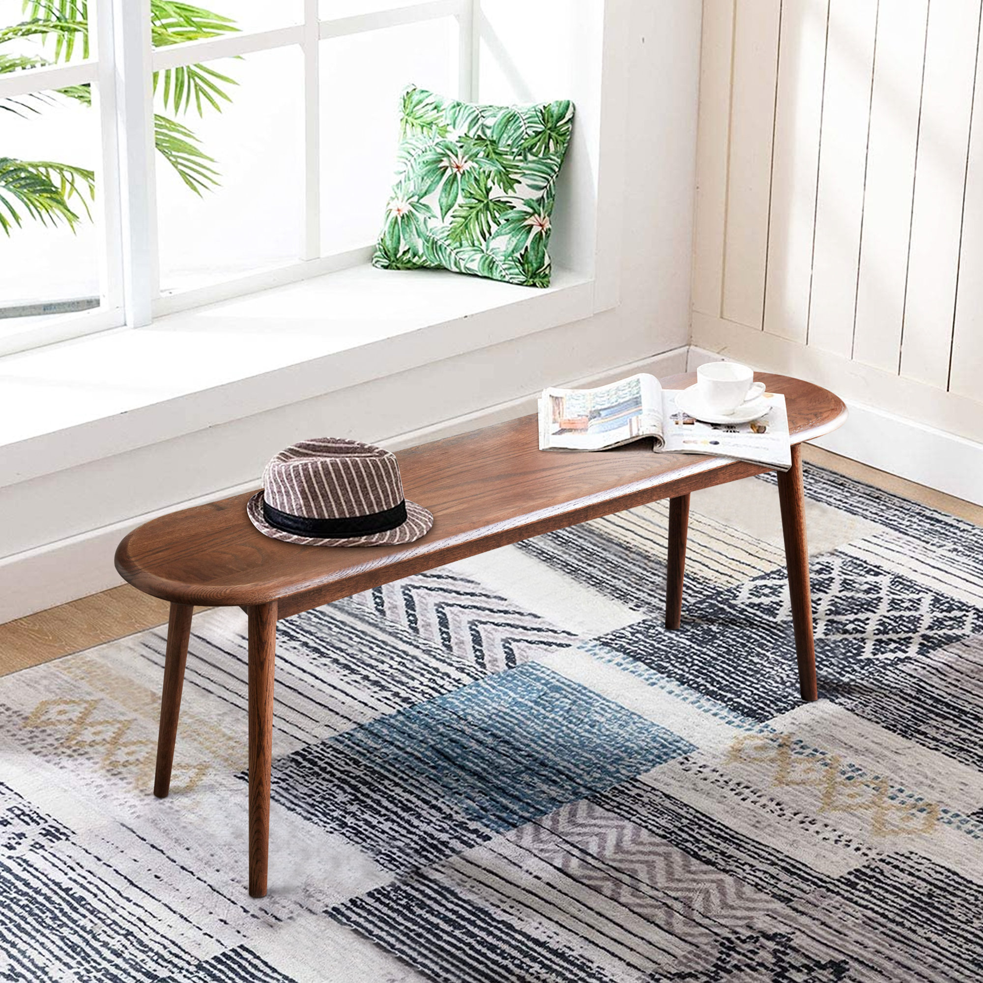 George Oliver Rustic Farmhouse Bench, Wood Accent Bench, Classic Dining ...