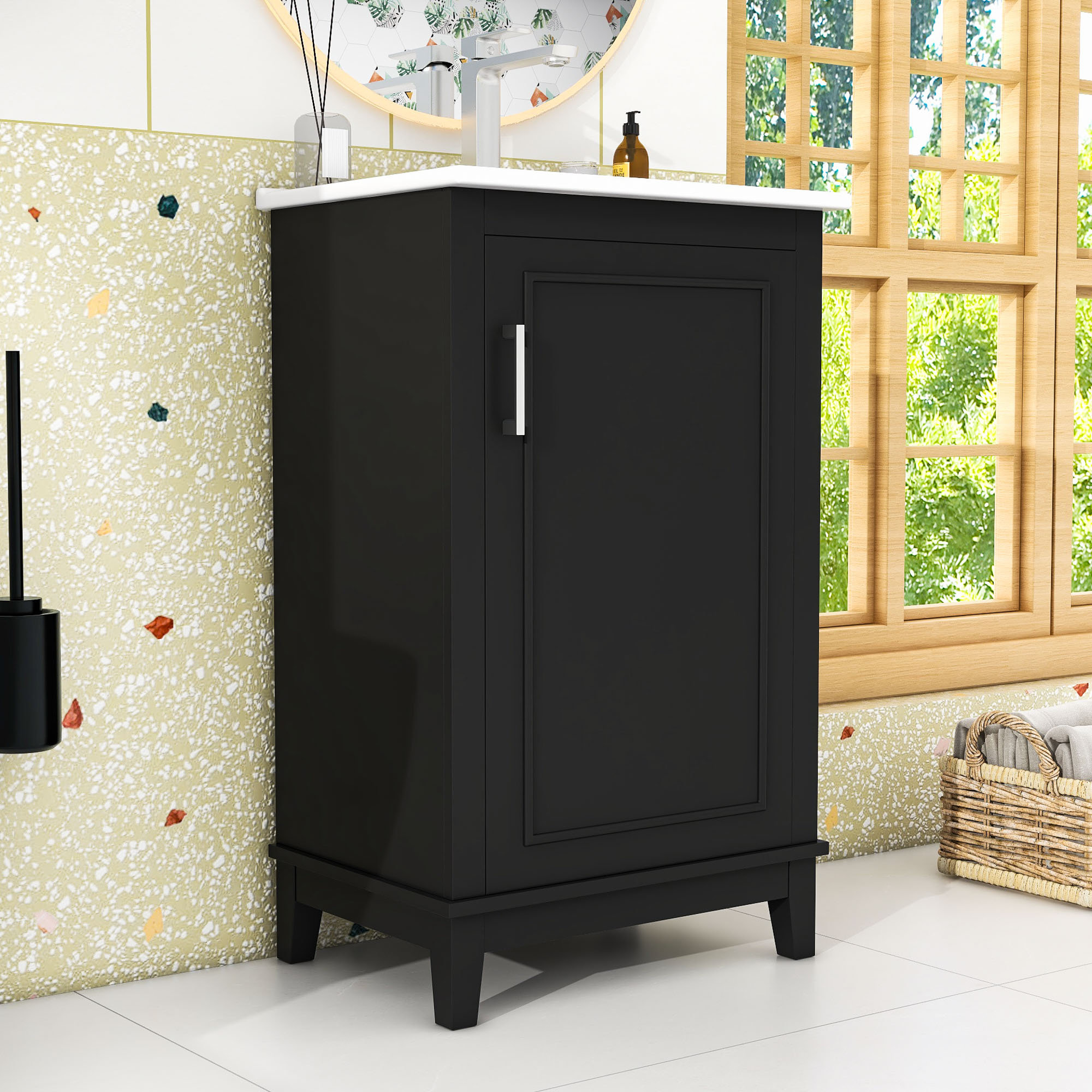 Winston Porter Modern 20" Bathroom Vanity Cabinet with Ceramic Basin ...