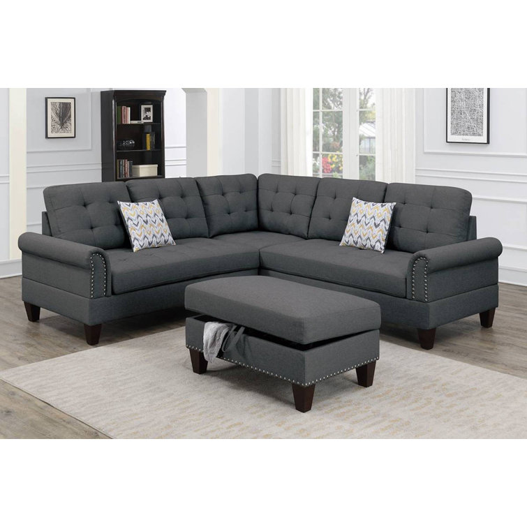 Winston Porter Ruybal 3 - Piece Upholstered Sectional & Reviews | Wayfair
