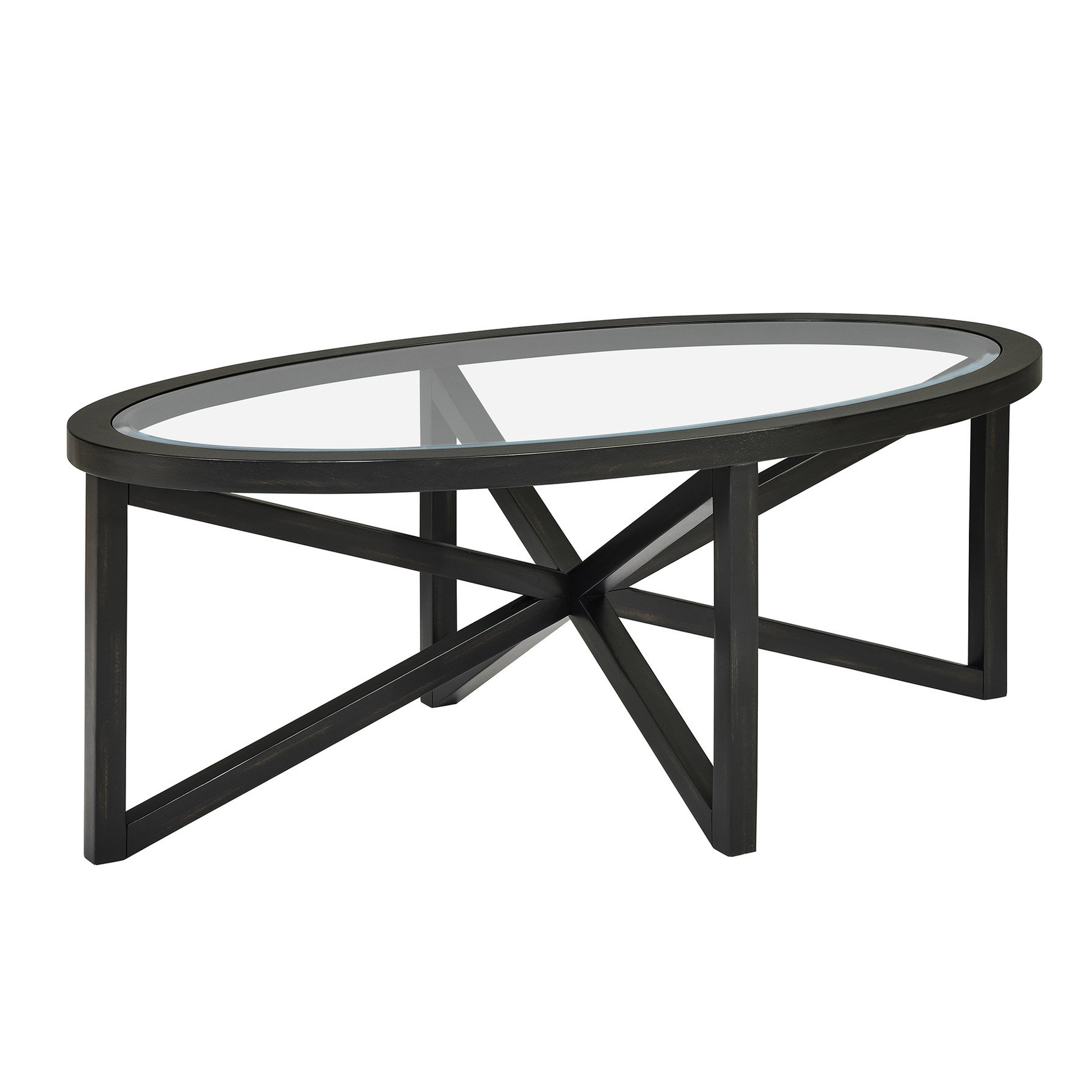 Wrought Studio™ Black Coffee Table With Tempered Glass Top And Solid ...
