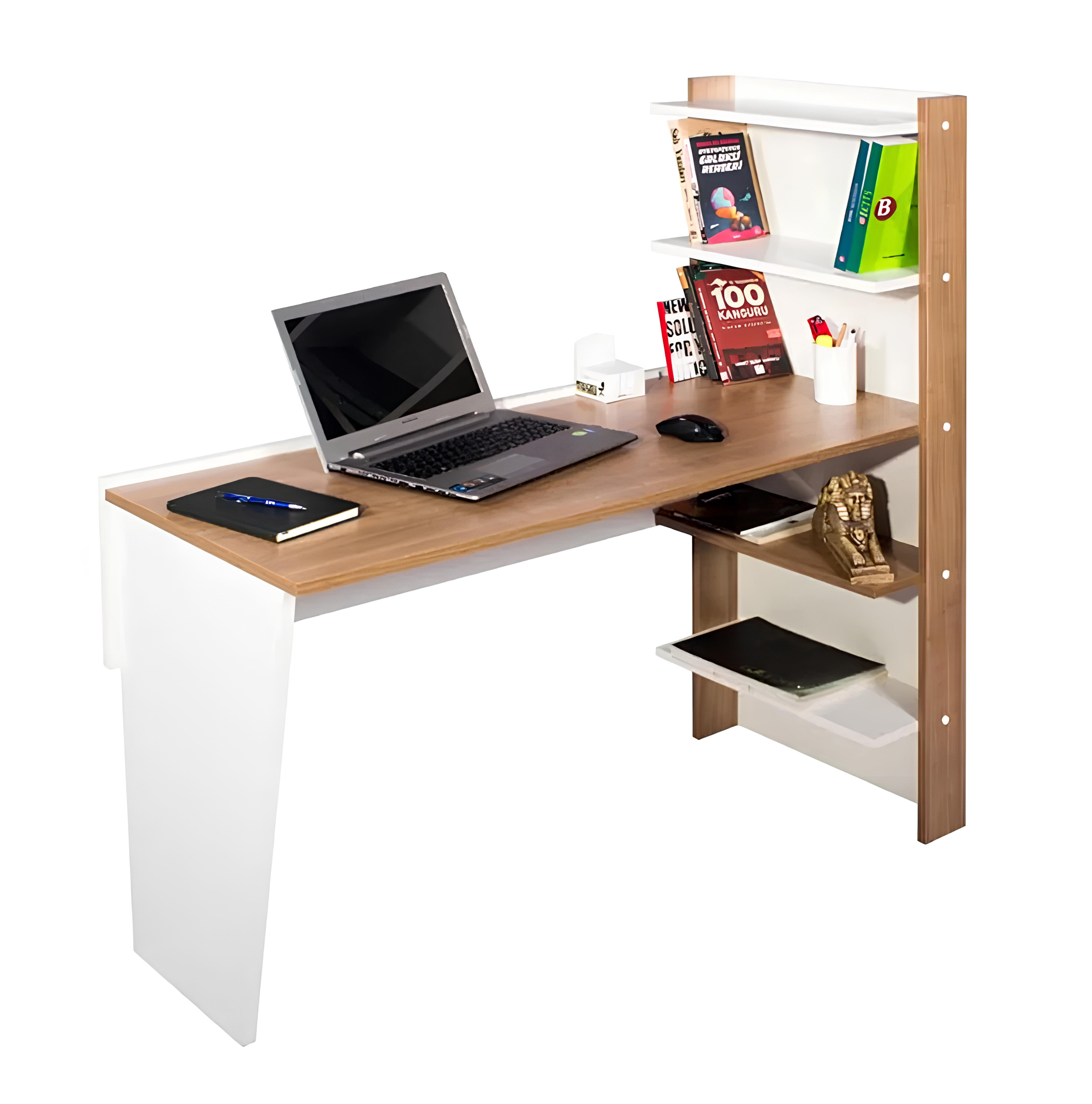 Ebern Designs Kiliam 47.24'' W Modern Computer Desk 4-Tier Bookshelves ...