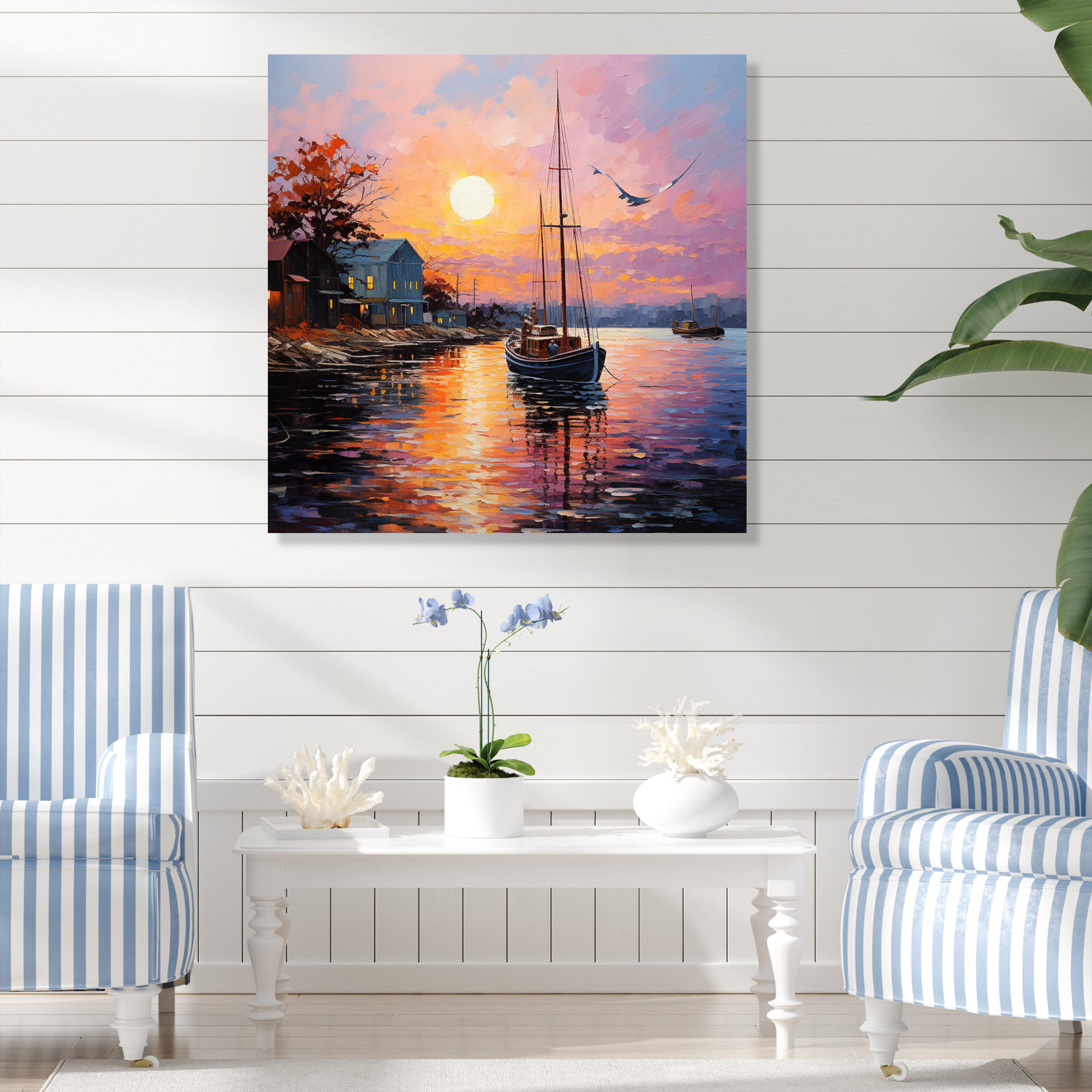 Latitude Run® Port Portside Harmony Pointillism - Port Landscape Metal ...