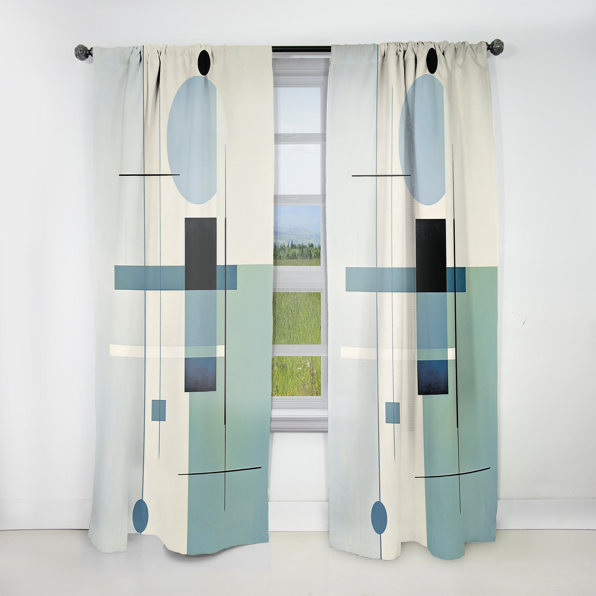 Dakota Fields Kiptin Beige Teal Suprematism Spatial Harmonies II ...