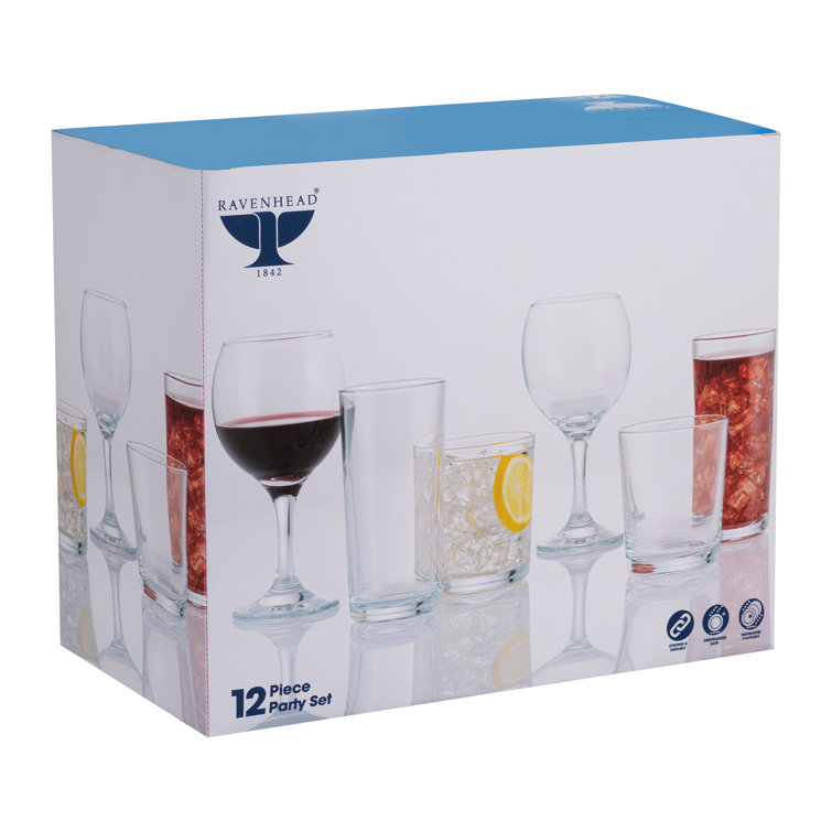 Ravenhead Essentials 12 - Piece 0ml Glass Assorted Glassware Set ...