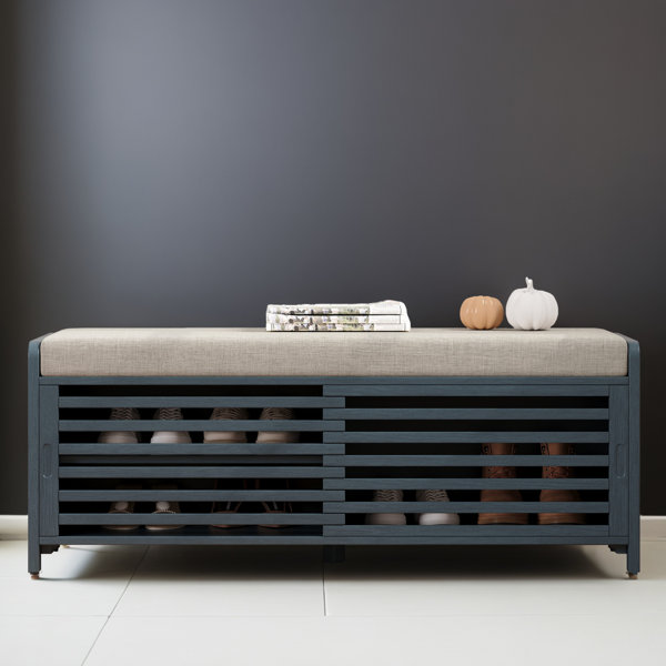 Hokku Designs 43" Distressed Shutter Storage Bench, Entryway Storage ...