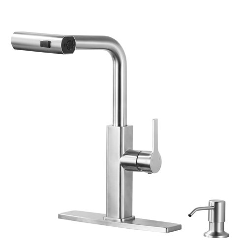 WOWOW 3 Modes Single Handle Pull Down Sprayer Kitchen Faucet With Soap ...