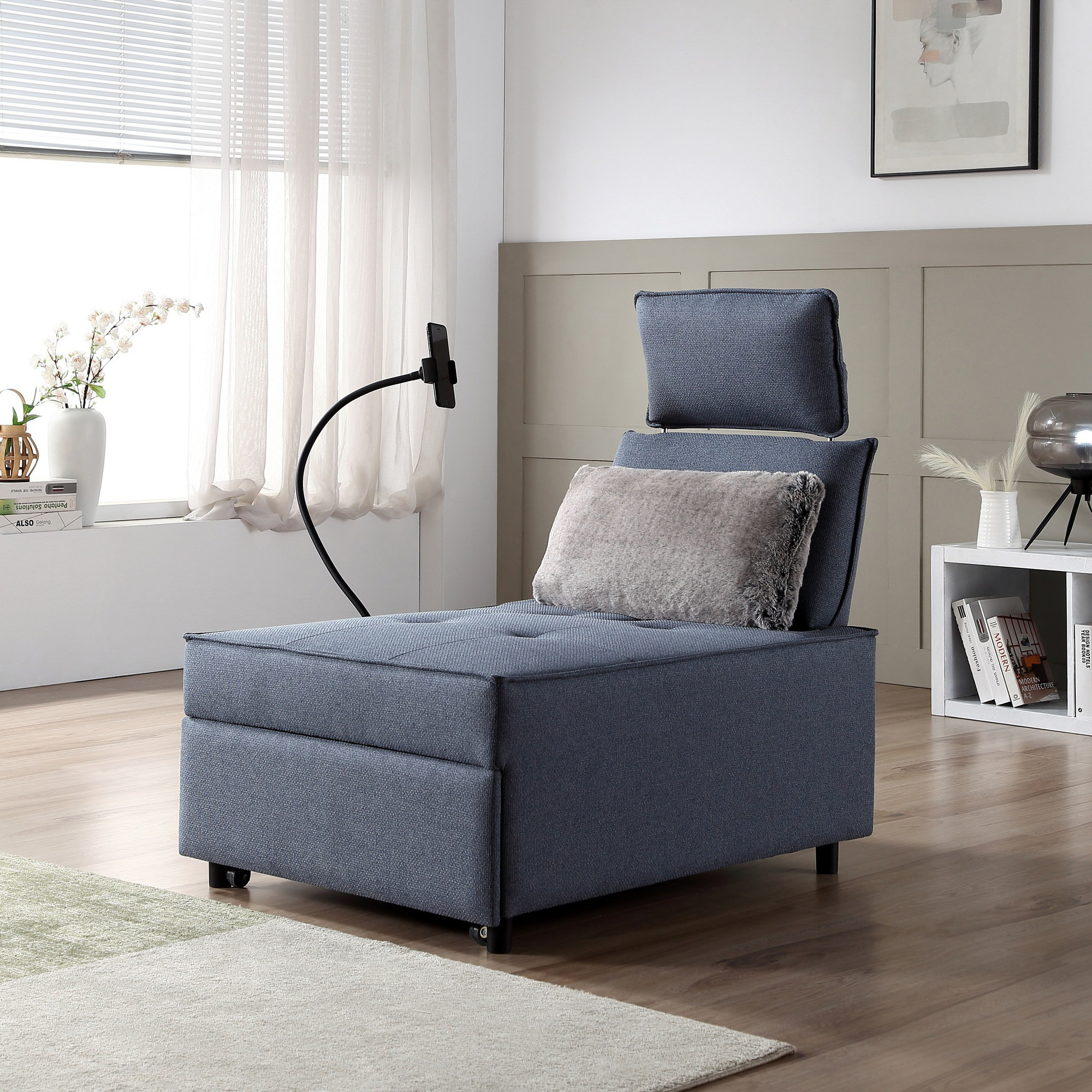 Ebern Designs Versatile Reclining Sofa Bed With Bluetooth Speakers For ...