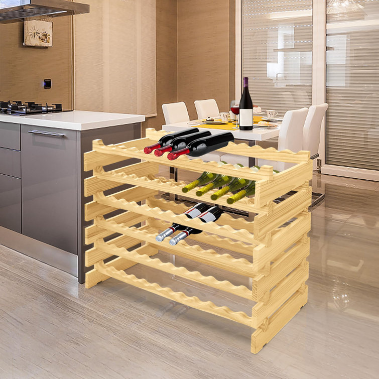 ClassicLiving Solid Wood Floor Wine Bottle Rack in Natural | Wayfair.co.uk