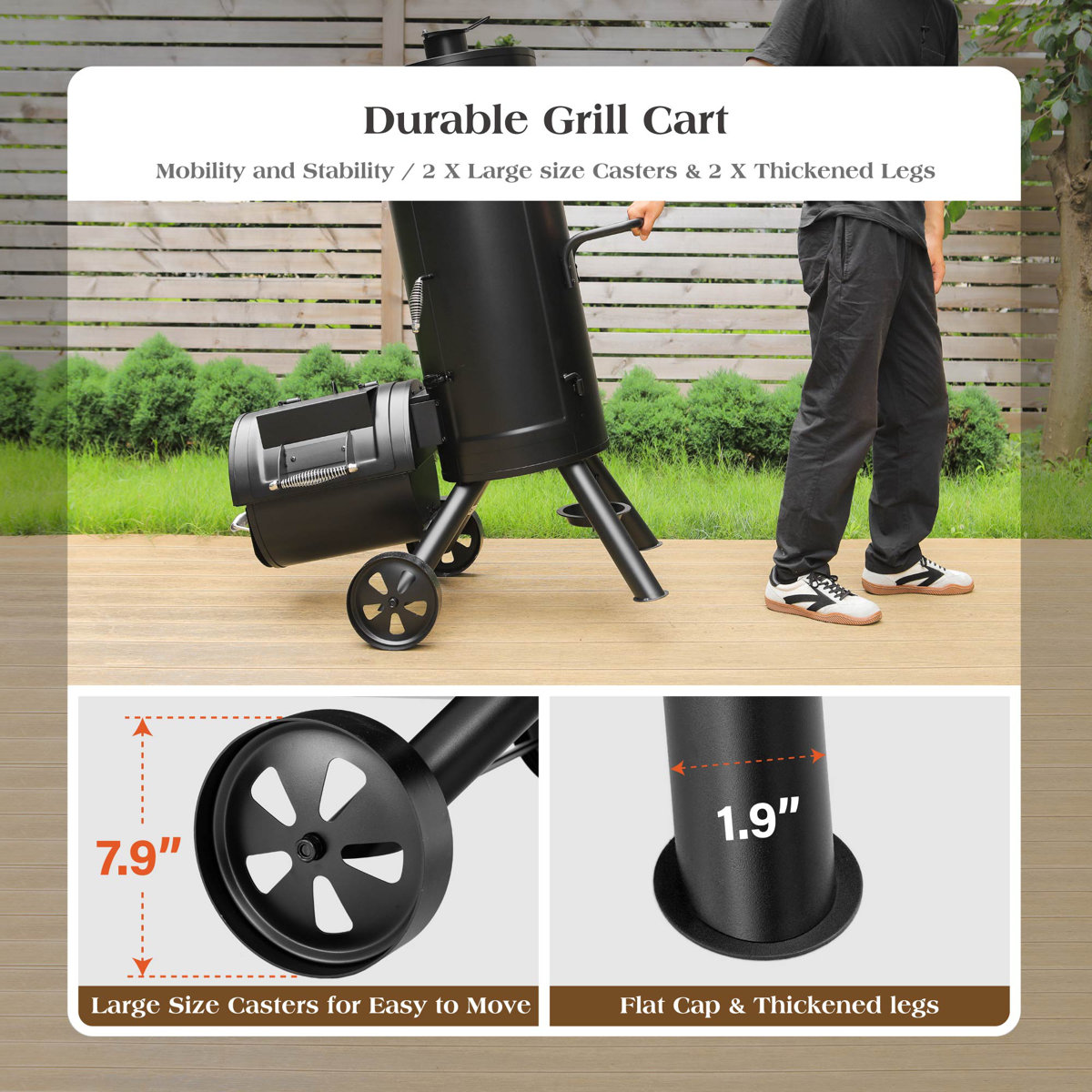 Alphamarts Professional Vertical Smoker Grill - 5 Racks, Side Chamber ...