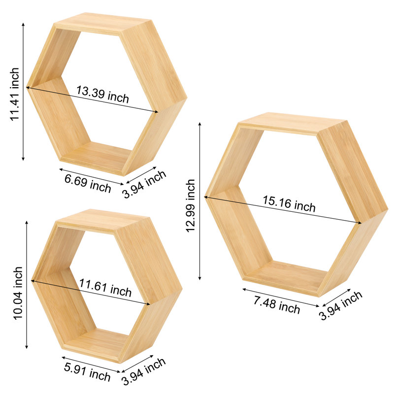 Ebern Designs Ugashik 3 Piece Hexagon Floating Shelf | Wayfair