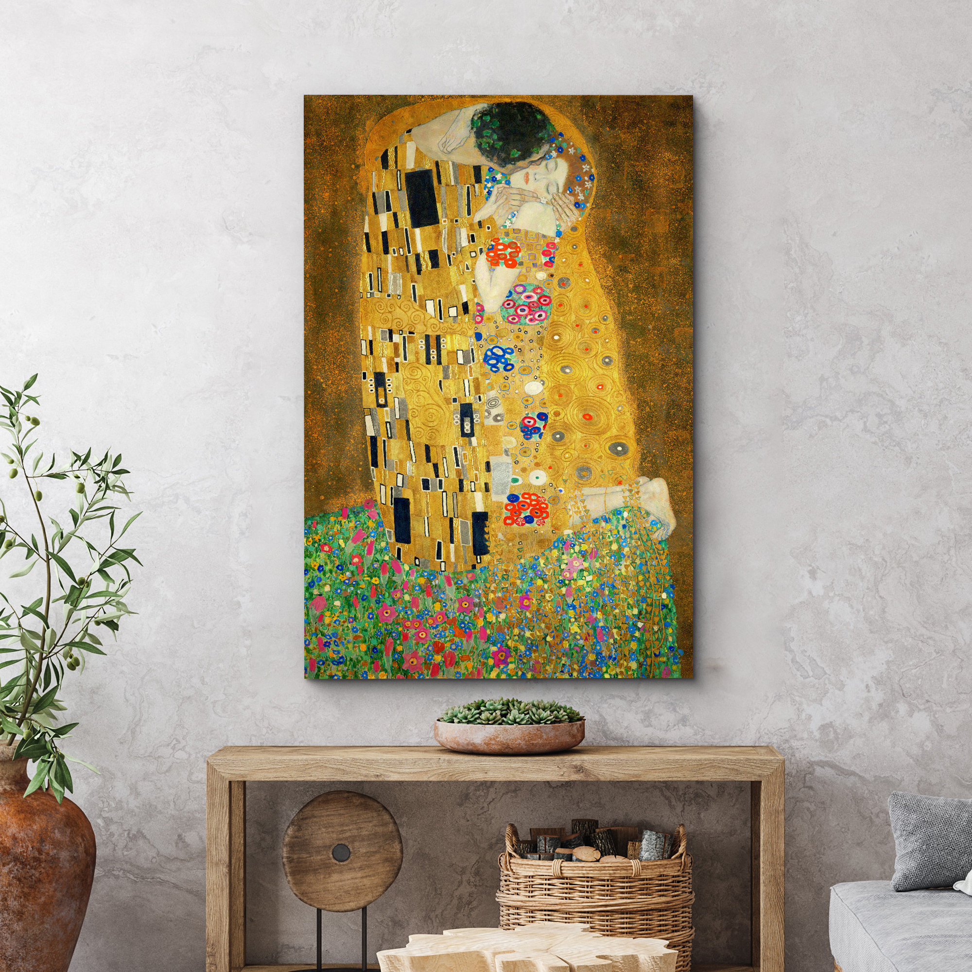 IDEA4WALL Famous Artwork The Kiss by Gustav Klimt - Painting Print on ...