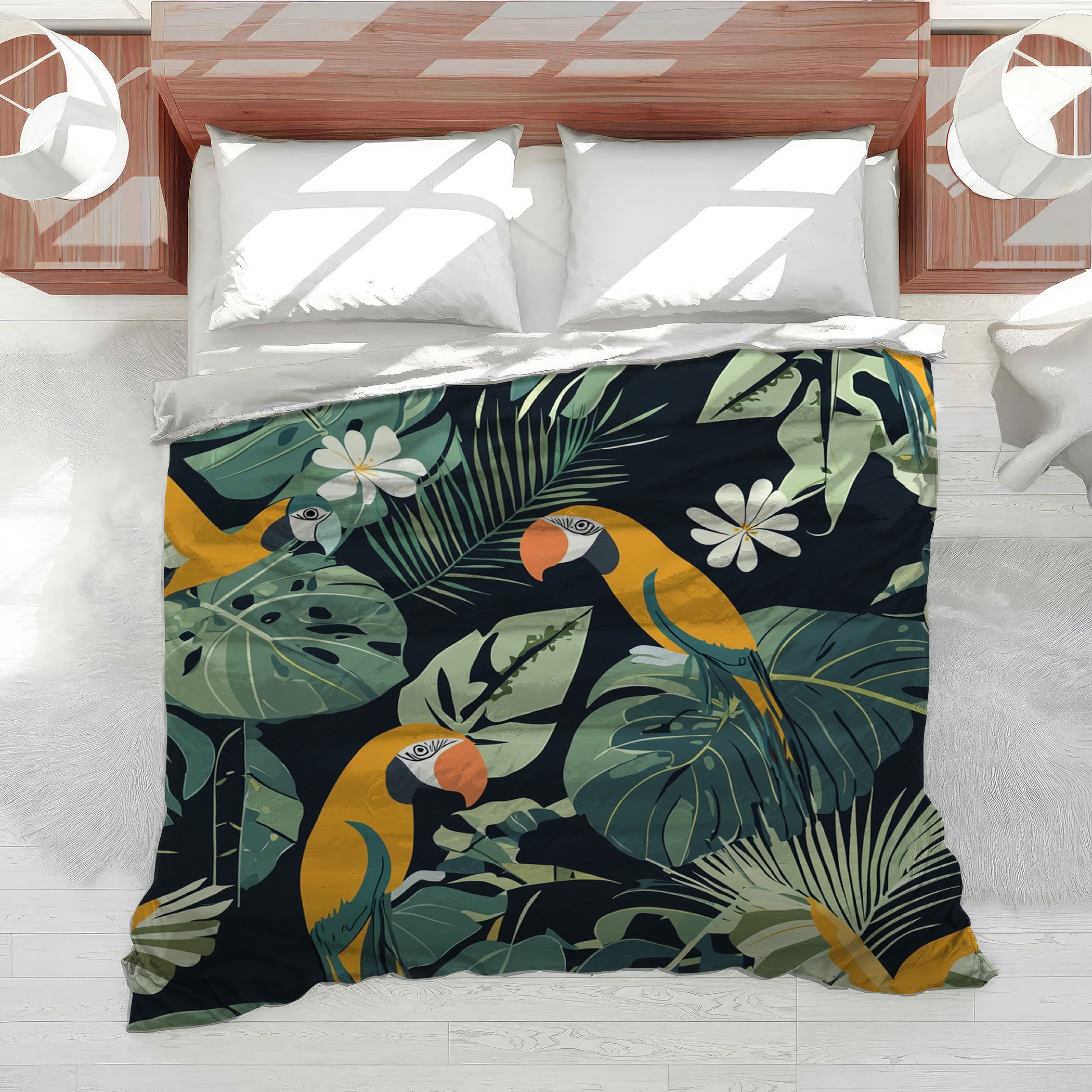 VisionDecor Parrot Jungle Bedding Animal Comforter Tropical | Wayfair