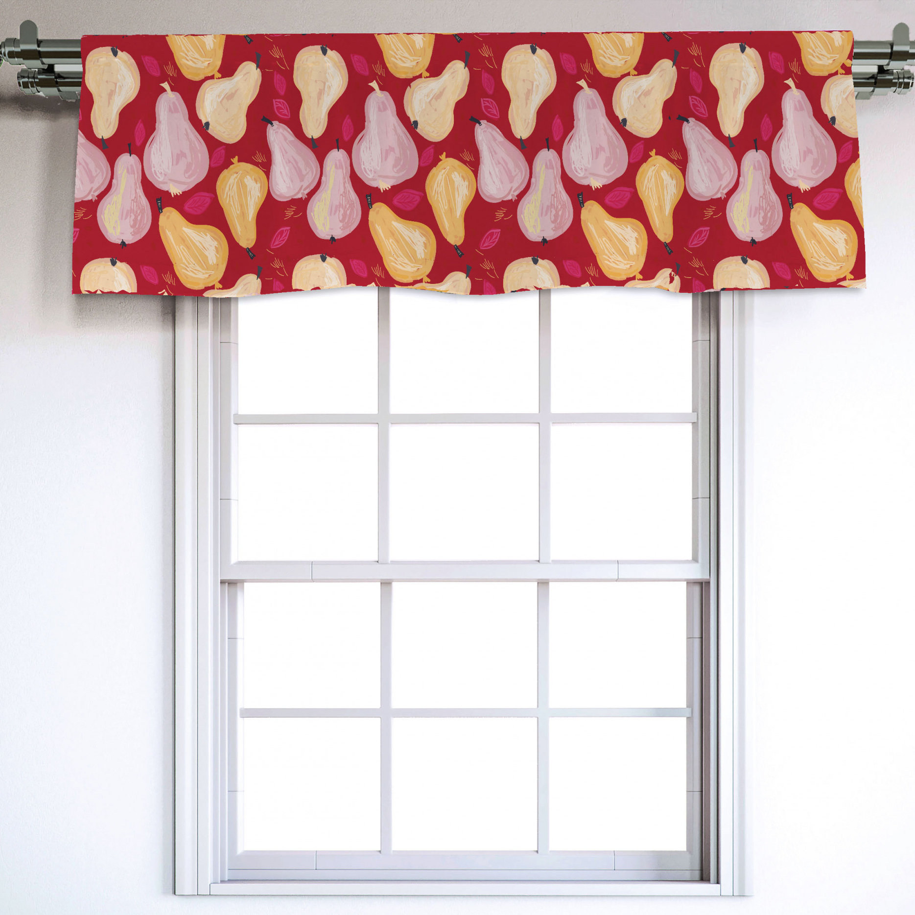 East Urban Home Sateen Ruffled 54" Window Valance in Raspberry | Wayfair