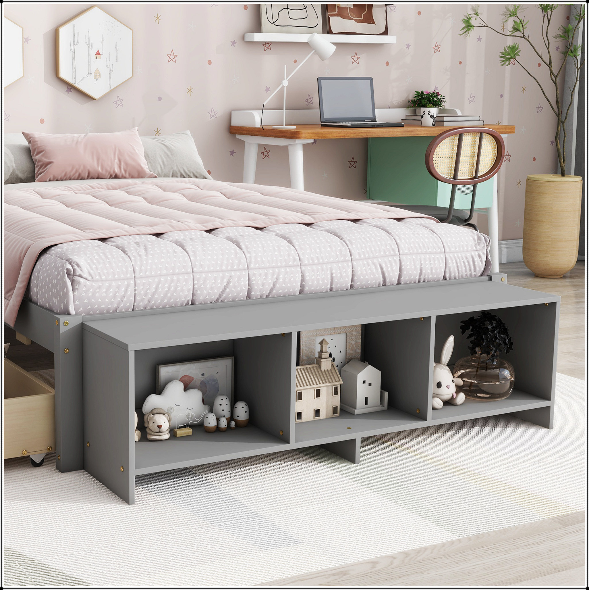 Ebern Designs Bed with Storage Case, 2 Storage drawers, Lengthwise ...