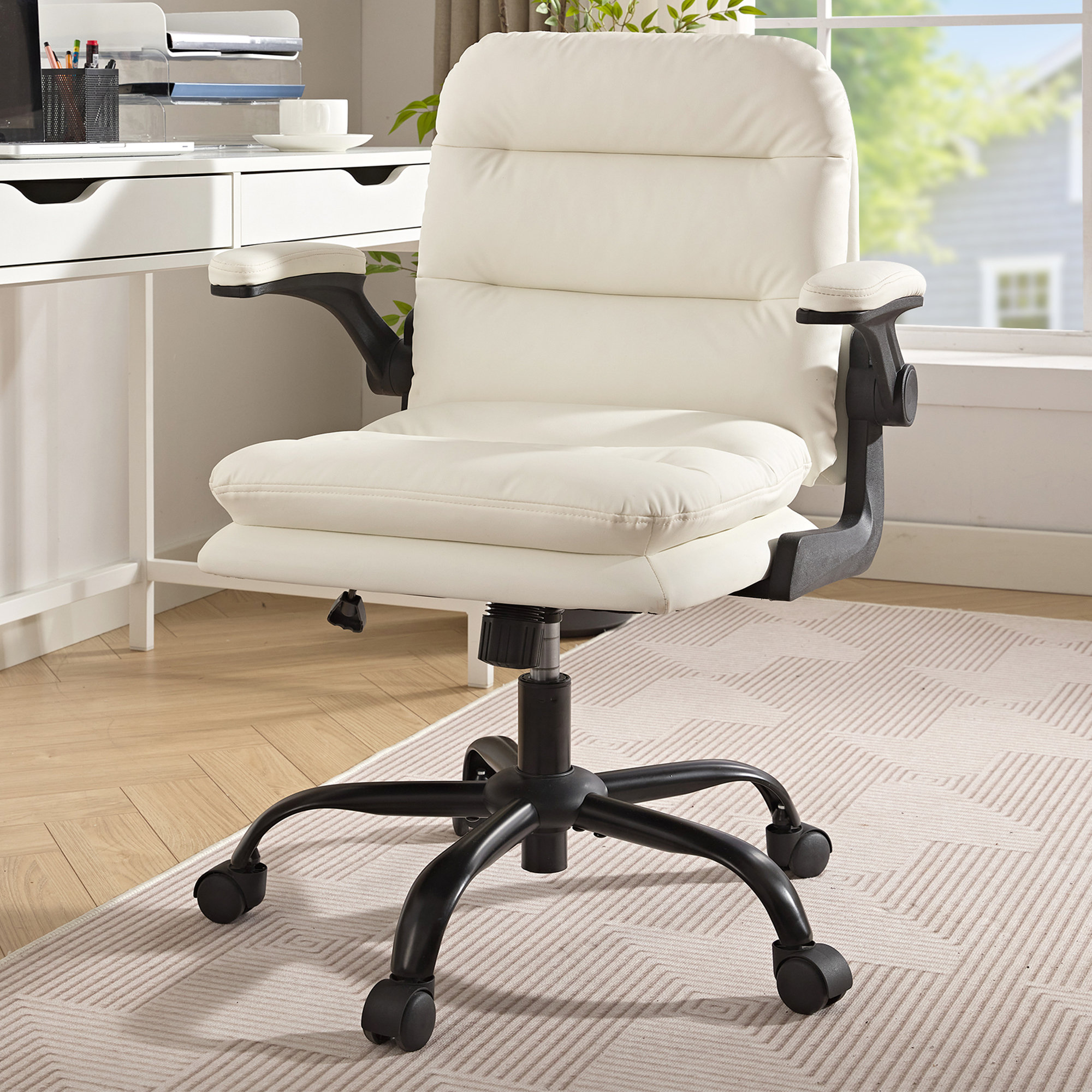 Latitude Run® Cross Legged Office Chair, Ergonomic Desk Chair with ...