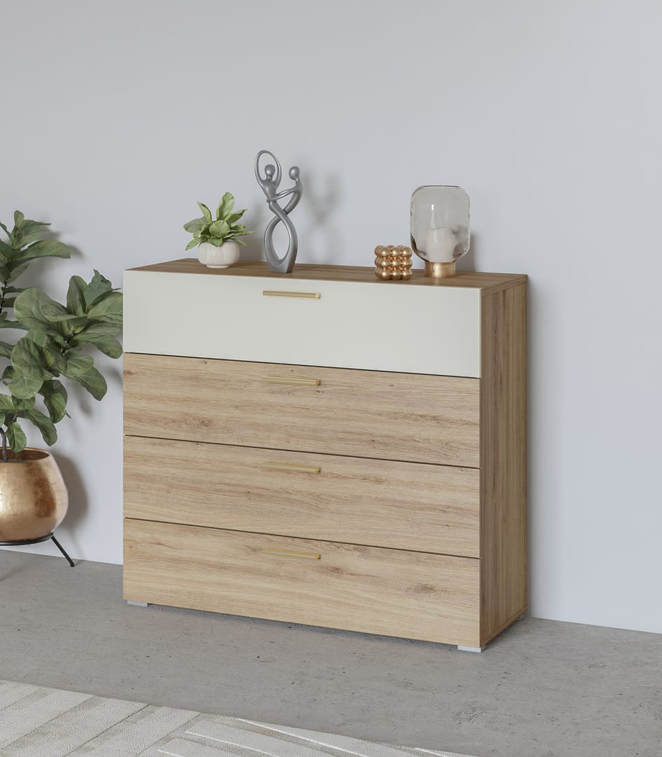 17 Stories Vertina 27 Stylish Spacious Chest of Drawers 100cm - Oak ...