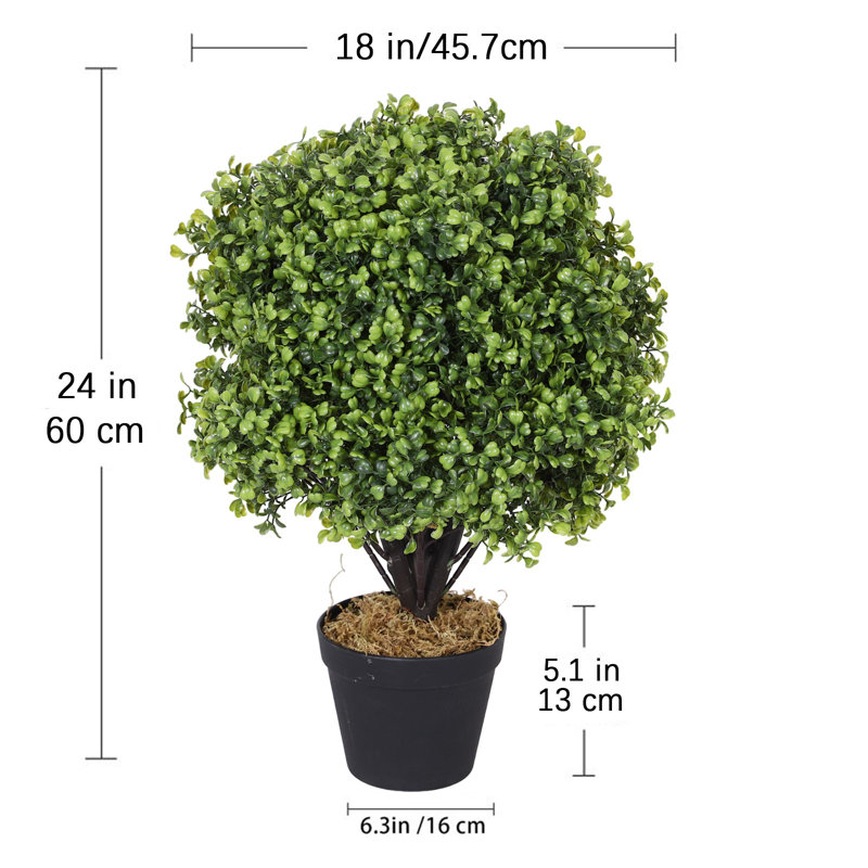 Primrue Haight 24-Inch Indoor or Outdoor Faux Boxwood Topiary in Pot ...