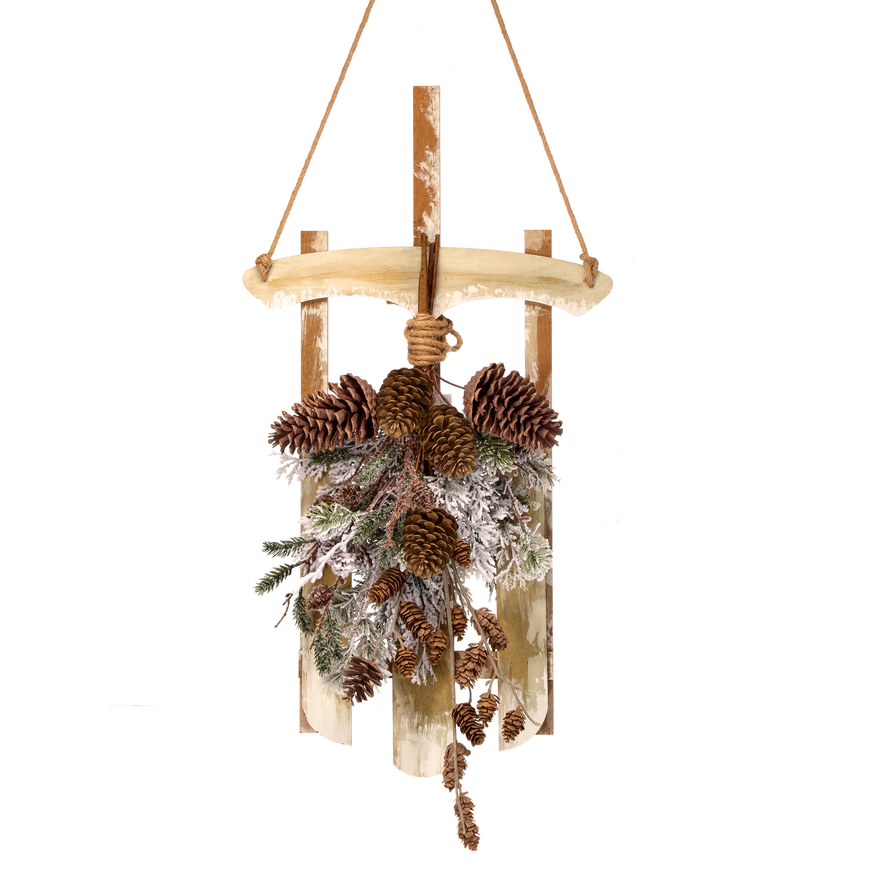 Regency International Wood Sleigh Door Piece With Pine Leaves and cones ...