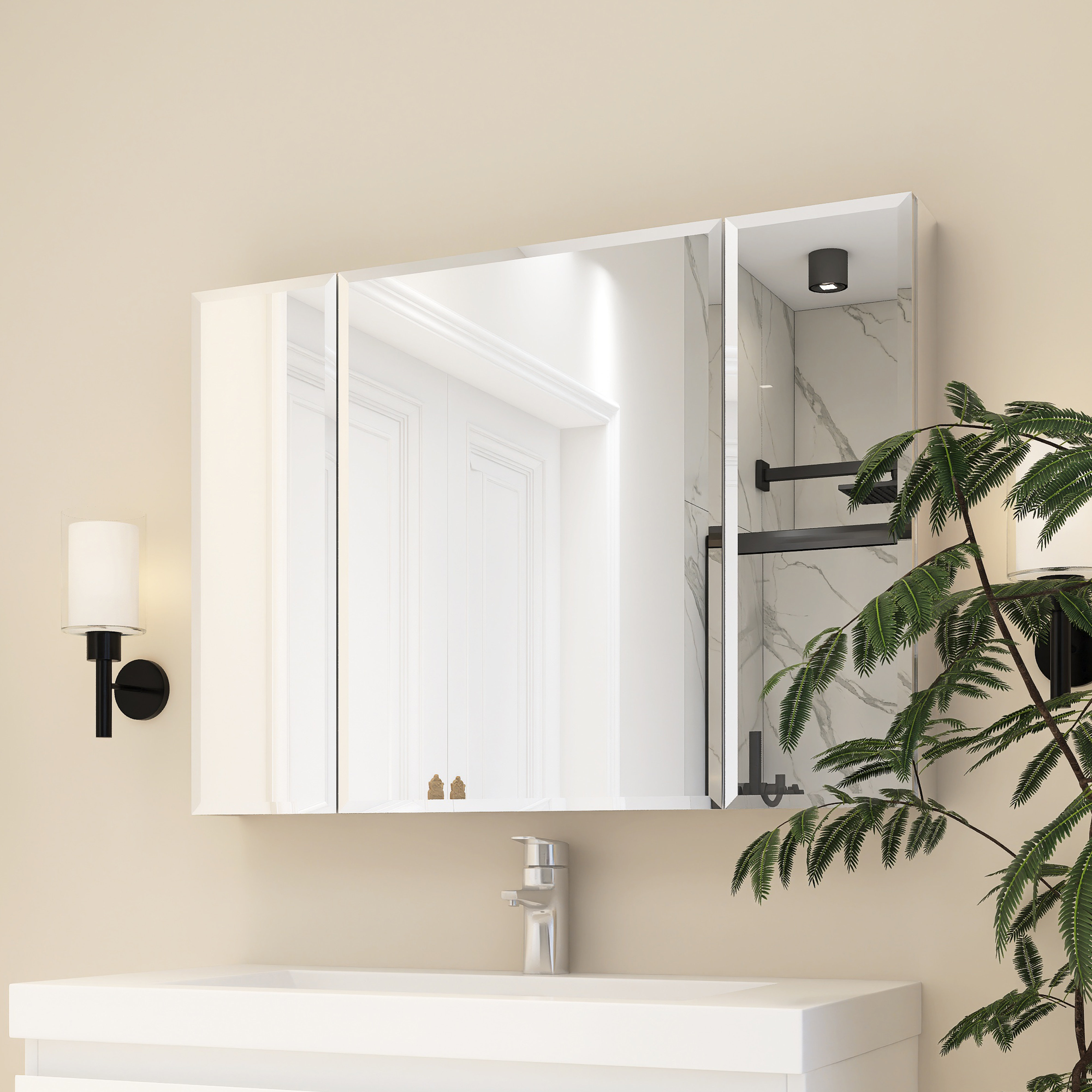 Latitude Run® Chrishaud Recessed Frameless 3 Door Medicine Cabinet with ...