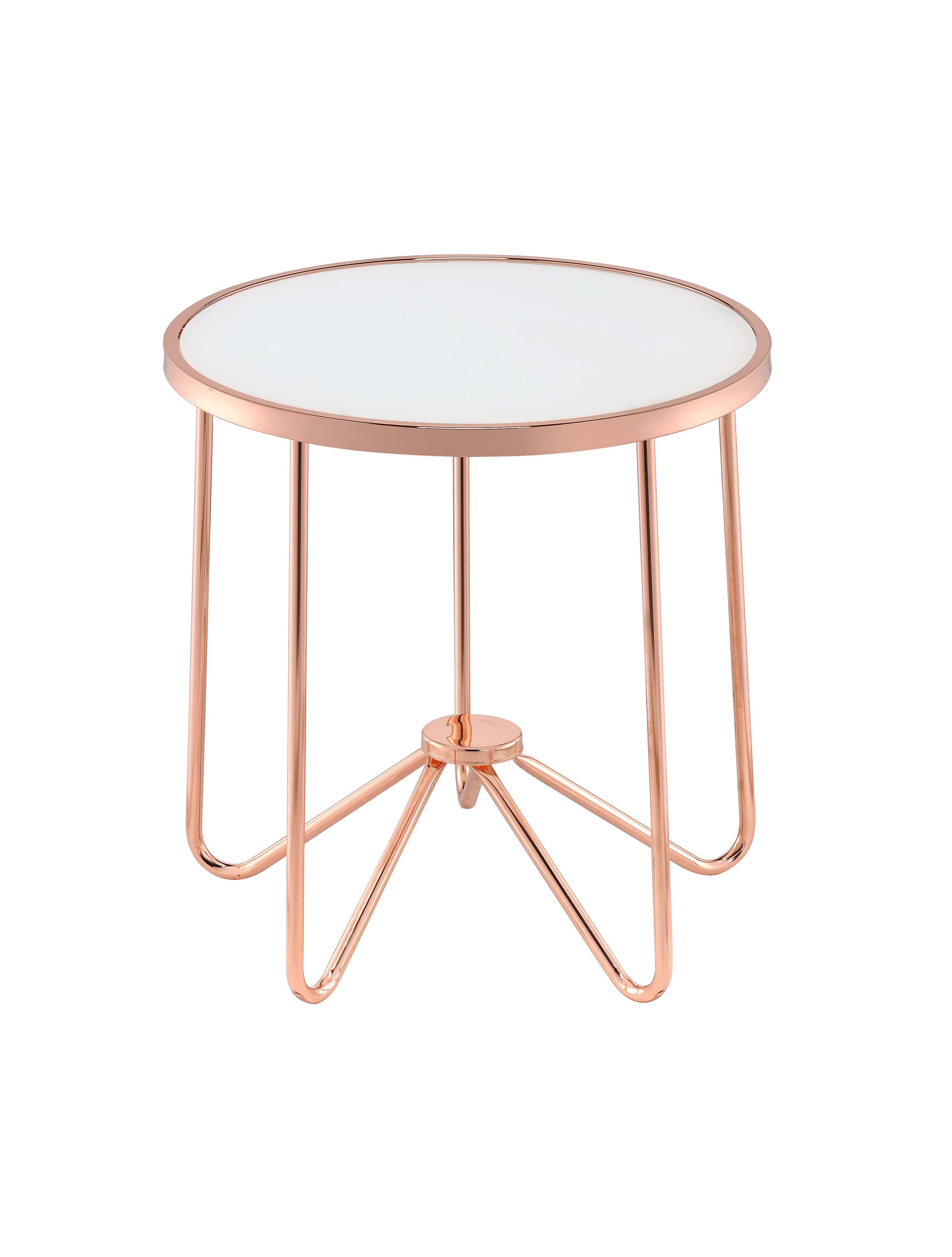 George Oliver Alivia Frosted Glass & Rose Gold Finish End Table | Wayfair