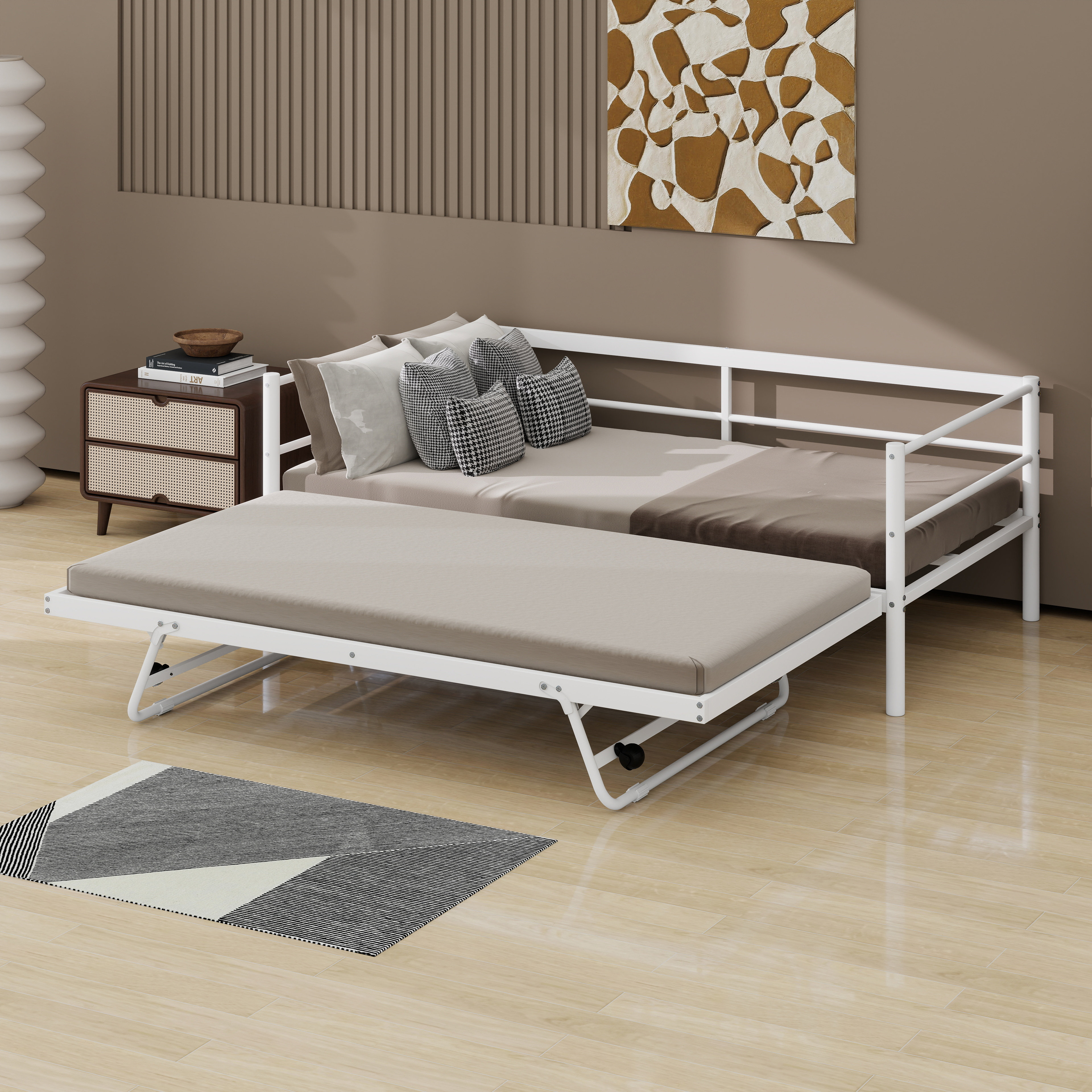 Latitude Run® Metal Height Adjustable Daybed With Steel Slats Support ...