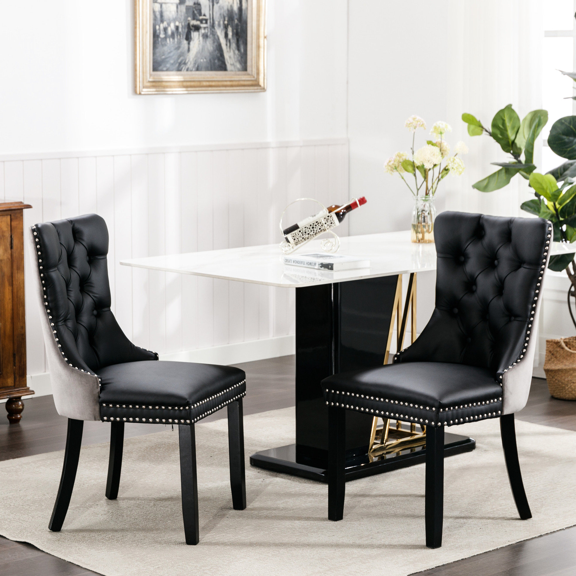Mercer41 Modern American Design Dining Chairs, Upholstered With Wood ...