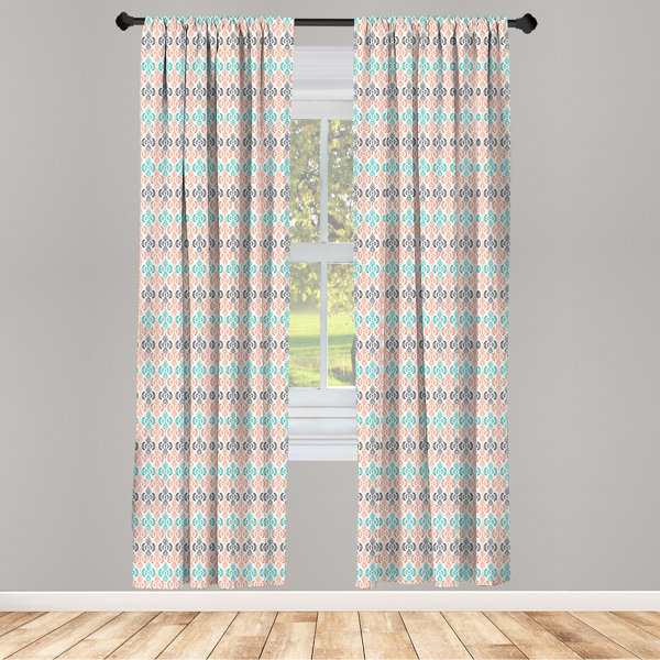 Dakota Fields Bohemian 4-Panel Curtains, Abstract Shapes Lines Art ...