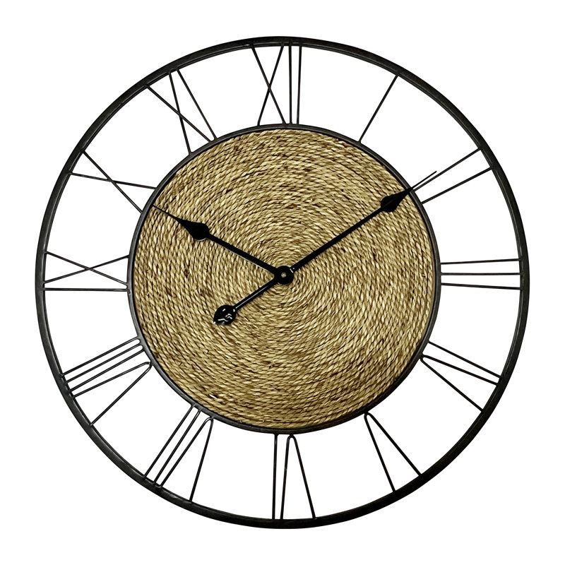 Gracie Oaks Aveline Rattan Center Round Wall Clock & Reviews | Wayfair