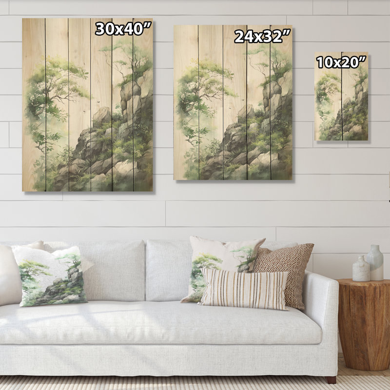 Lark Manor™ Minimalism Cliffside Reverie - Mountains Wood Panel Wall ...